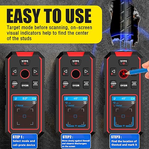 NOYAFA NF-518S Wall Scanner Stud Sensor 3IN1 Stud Detector Beam Detector Laser Rangefinder Digital Level Meter Tape Measure for Metal, Wood, Joists, AC Cord Rechargeable, Voice Annunciation