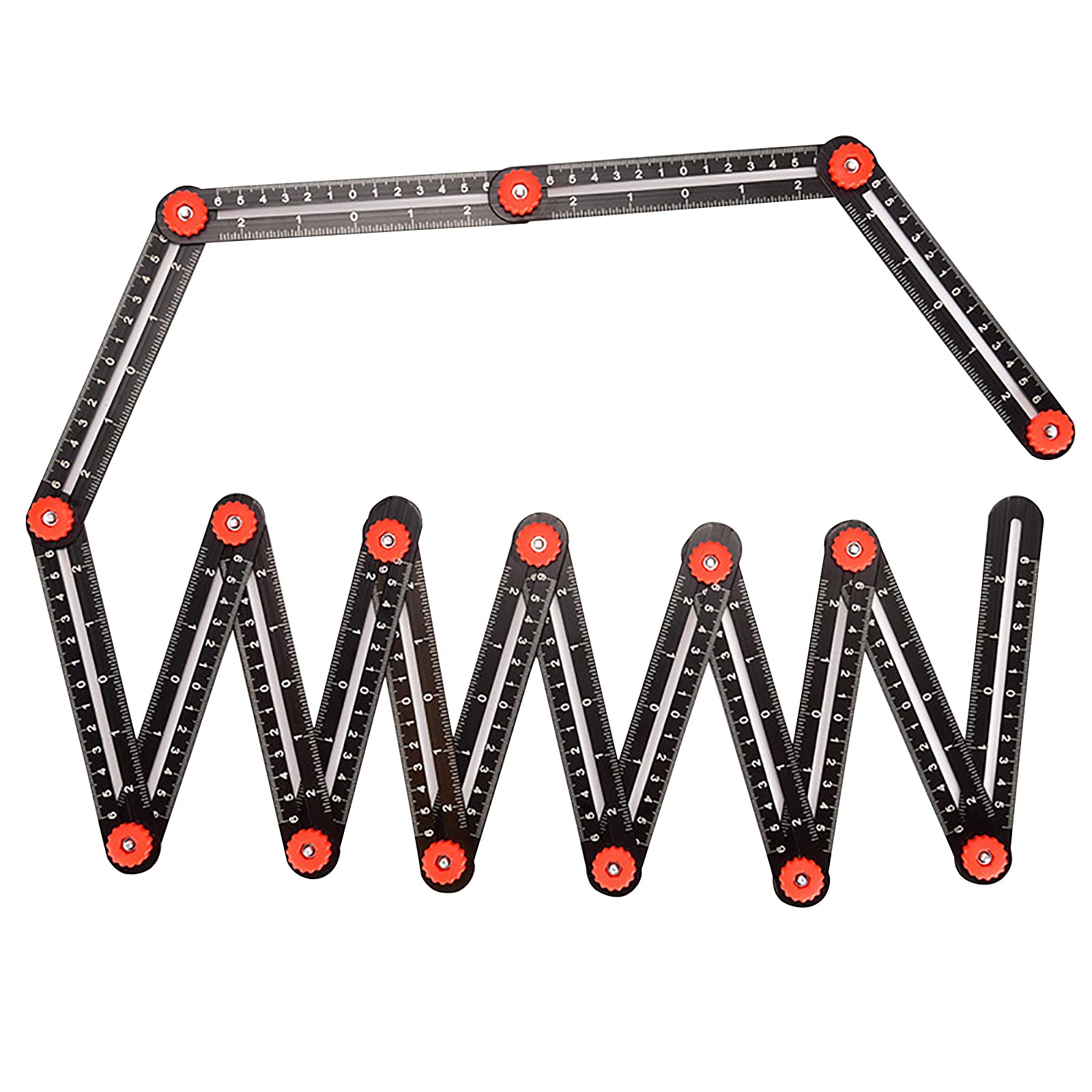 Multi Angle Aluminum Alloy Measuring Ruler, 16-Sided Angle Measurement Tool with Hole Punch Locator, Aluminum Alloy Multi-Function Angle Ruler (16-Sided)