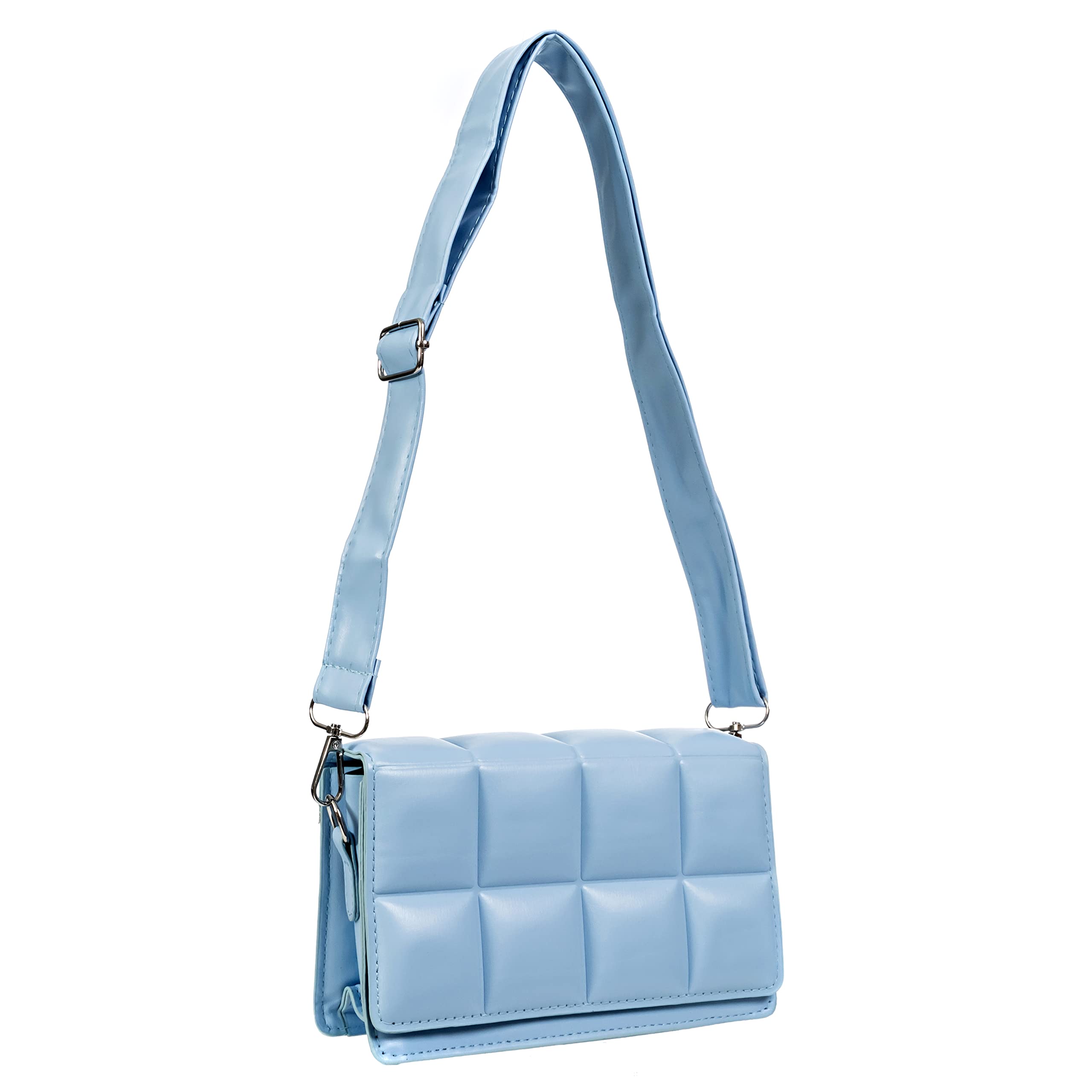 Olibrice Crossbody Bag for Women, Korean-inspired Colorful Cuboid Design, Synthetic Leather, Matching Adjustable Strap, (Blue)