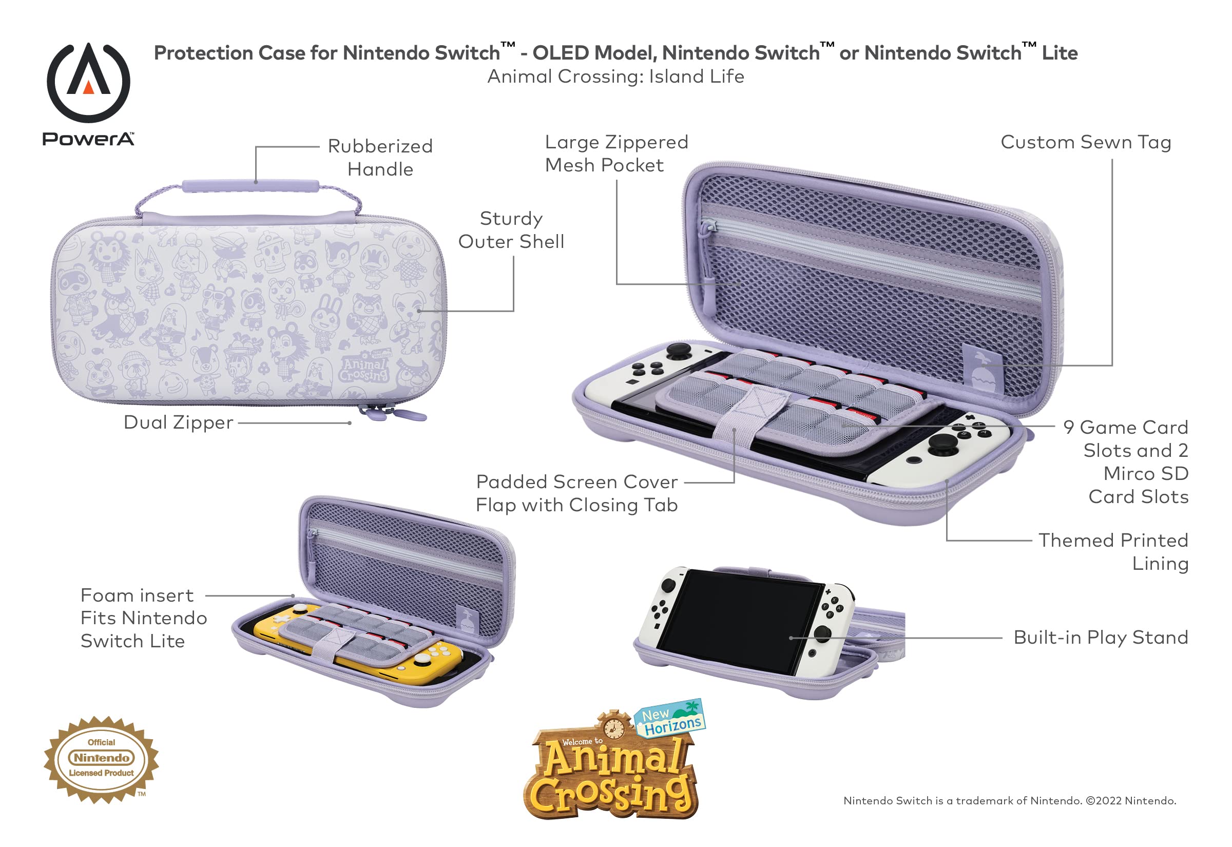 PowerA Protection Case -OLED Model, Nintendo Switch or Nintendo Switch Lite - Animal Crossing: Island Life