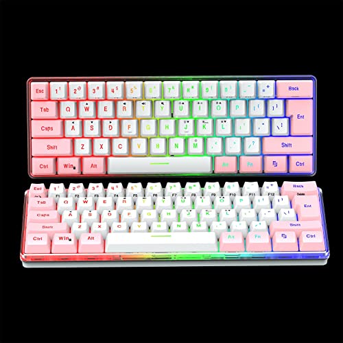 Qonioi Mechanical Keyboard Wired RGB Rainbow Backlit Keyboard, Keyboard Mechanical Gaming Keyboard 61 Keys for Computer/Laptop, PC Ergonomic