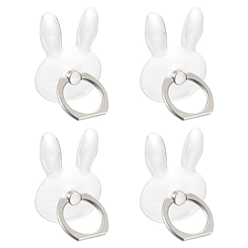 uxcell Transparent Phone Ring Holders, Clear Finger Grip Stand for Phone, Case, Tablet (Rabbit Shape), 4Pcs
