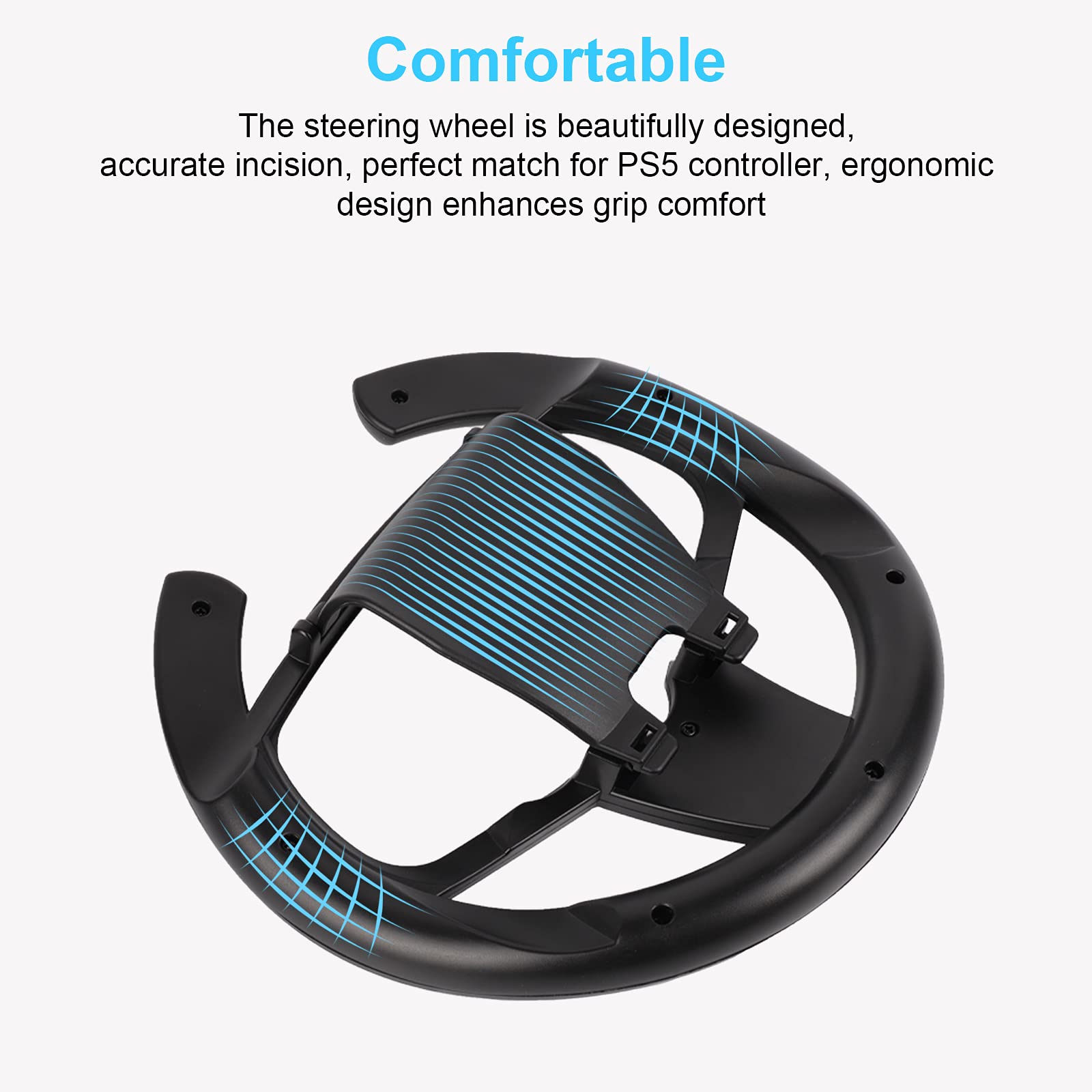 PowerLead PS5 Controller Steering Wheel, Game Steering Wheel, Playstation 5 Accessory, Works with PS5 Car Driving Video Game (Black)