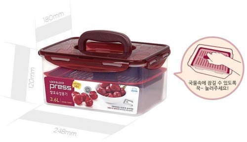Lock & Lock BPA Free Rectangular Pickle Kimchi Press Ferment Storage Container (3.6L)