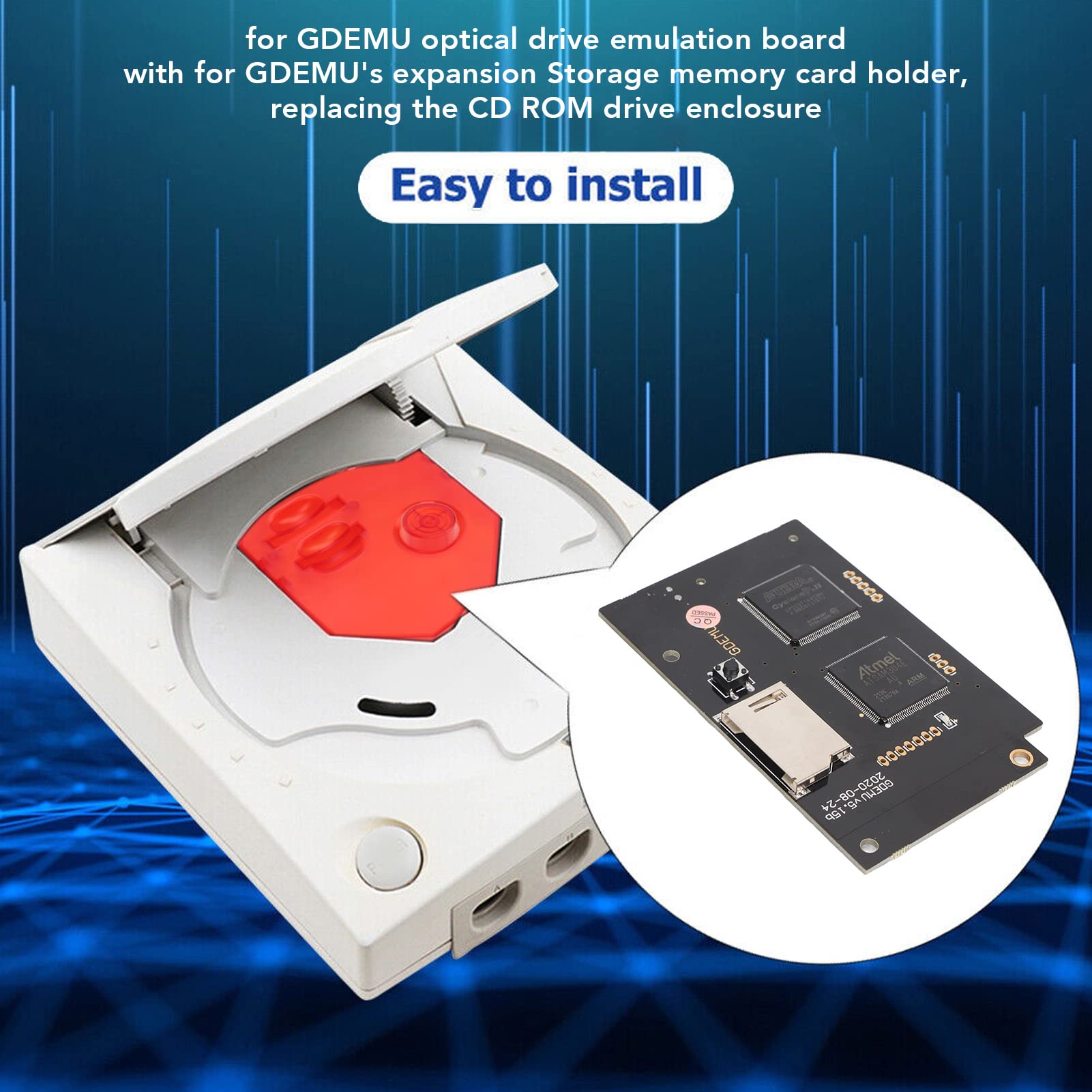 Optical Drive Simulation Board Card, V5.15b Replacement Remote Storage Card Mount Kit Built in Free Disk for SEGA Dreamcast VA1 Host Red