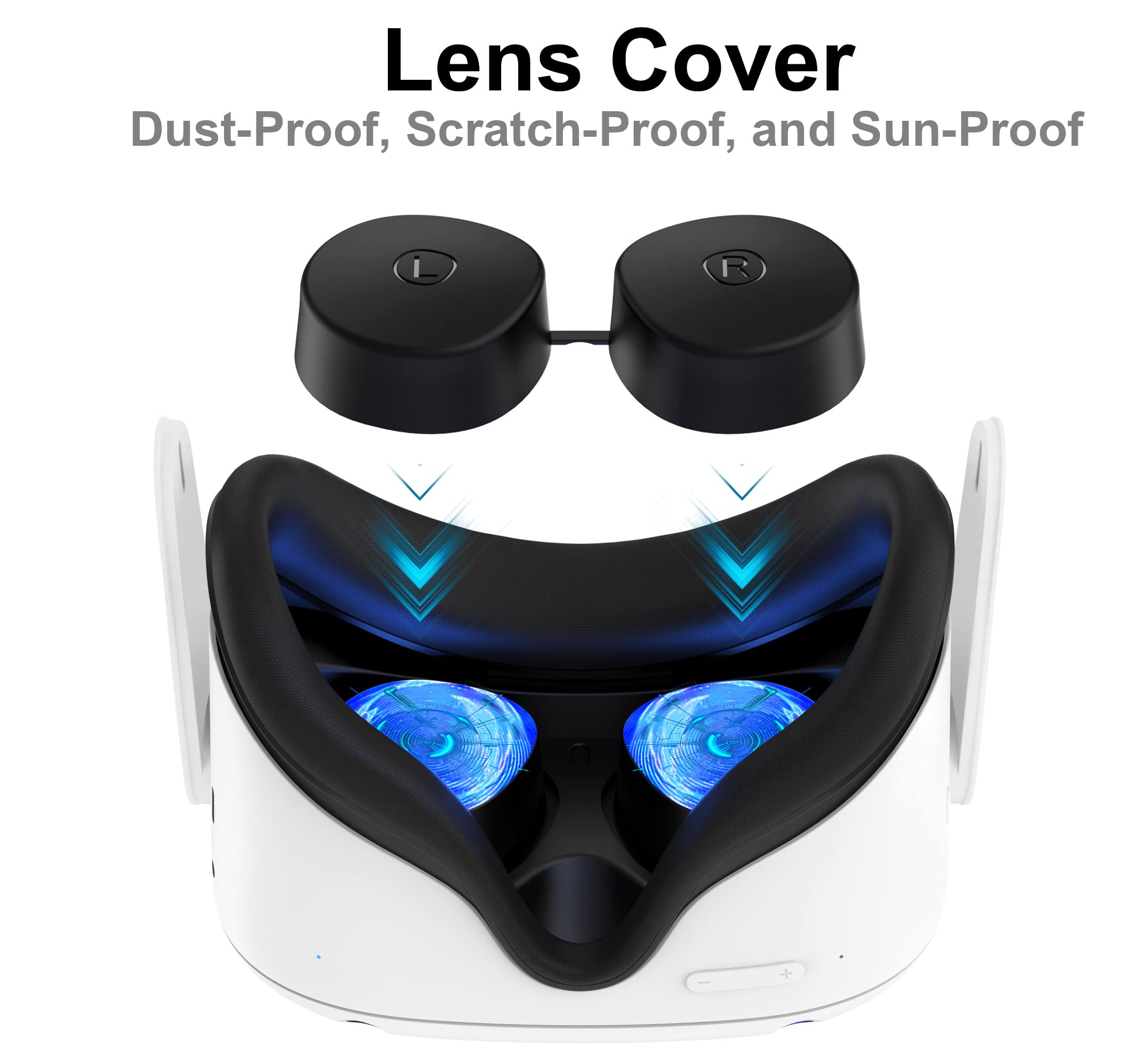 MUGEYMYD Accessories for Oculus/Mete Quest 2 ,3 in 1 VR Accessories:Touch Controller Grips Cover & Silicone Face Cover and Lens Protect Cover Compatible with Quest 2,Enhance VR Experience (Black)