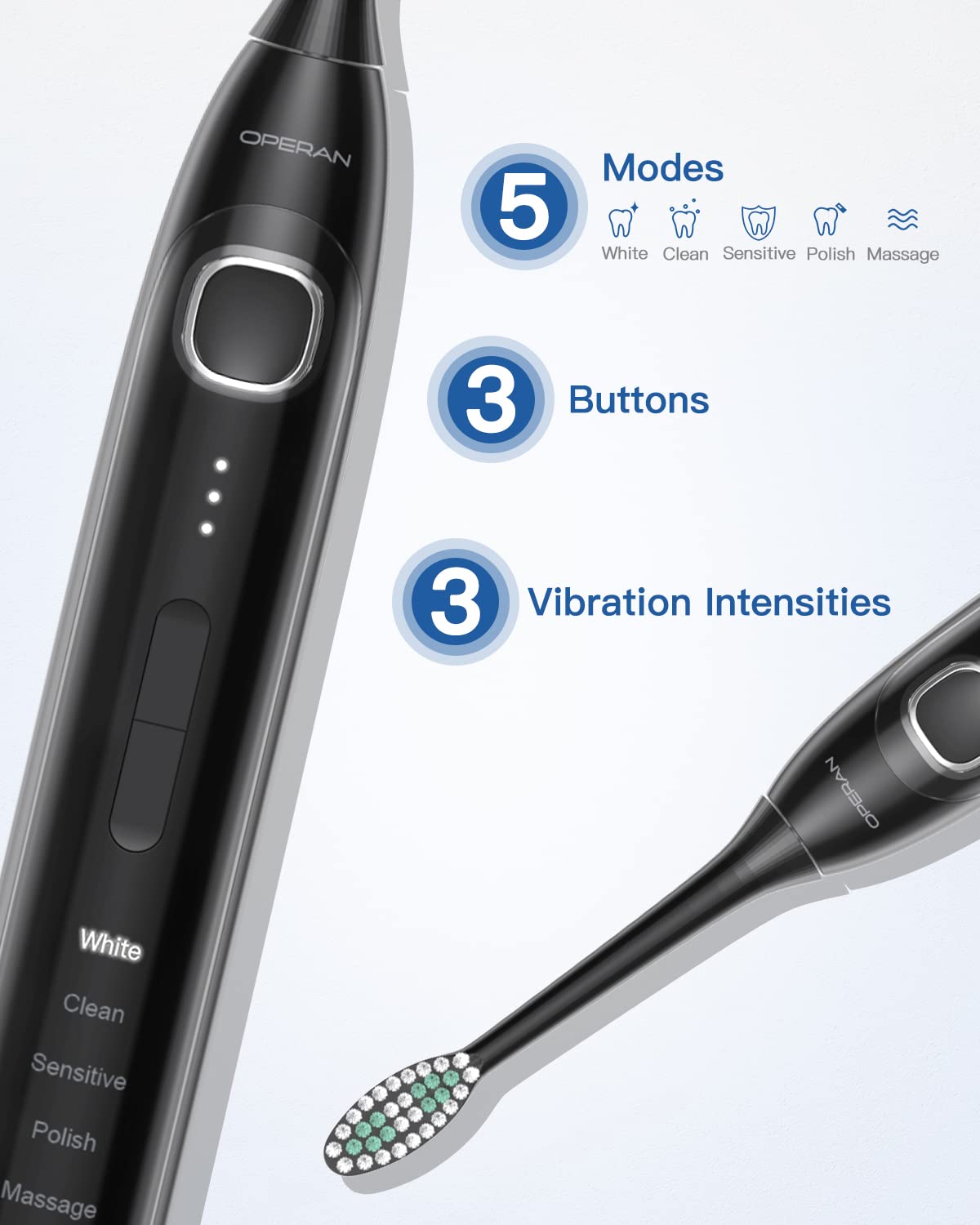 Operan Electric Toothbrush for Adults and Kids Deep Grey