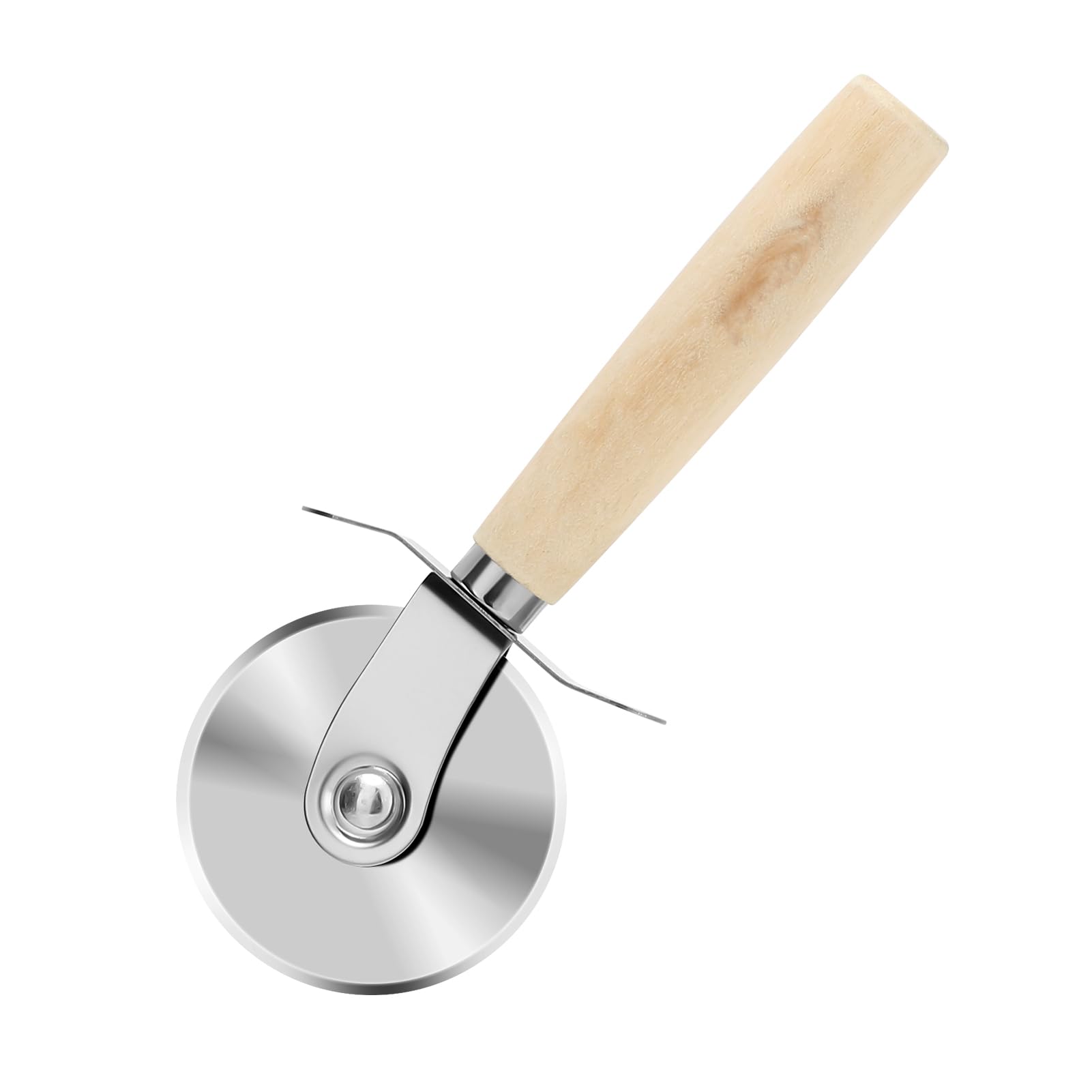 Pizza Cutter Wheel,Stainless Steel Pizza Slicer with Finger Guard Protection,Classic Pizza Cutter with Wooden Handle and Sharp Blade,Dishwasher Safe