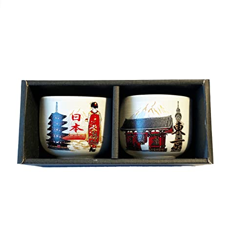 MIKO&TOKYO Japanese Designed YUNOMI Set. 2 of Japanese Tea Cups. For your Asian Tea Time. Enjoy Green Tea, Black Tea and Coffee. Made in Japan