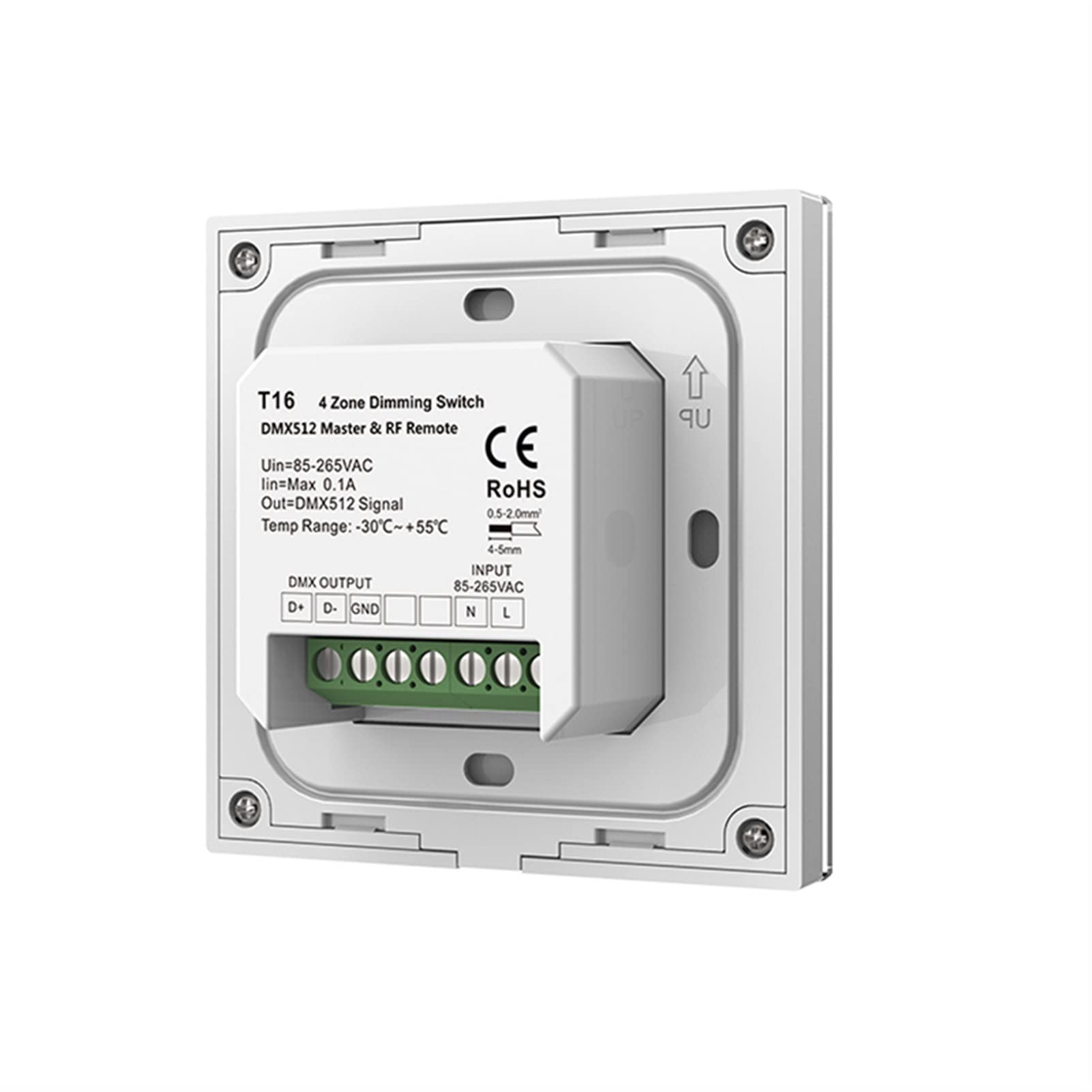 LAZIRO 86 Wall Mounted Touch Panel Led Strip Dimmer DMX Master & 100-240V 2.4G Wireless Remote Single Color Tape 4 Zones On Off Switch