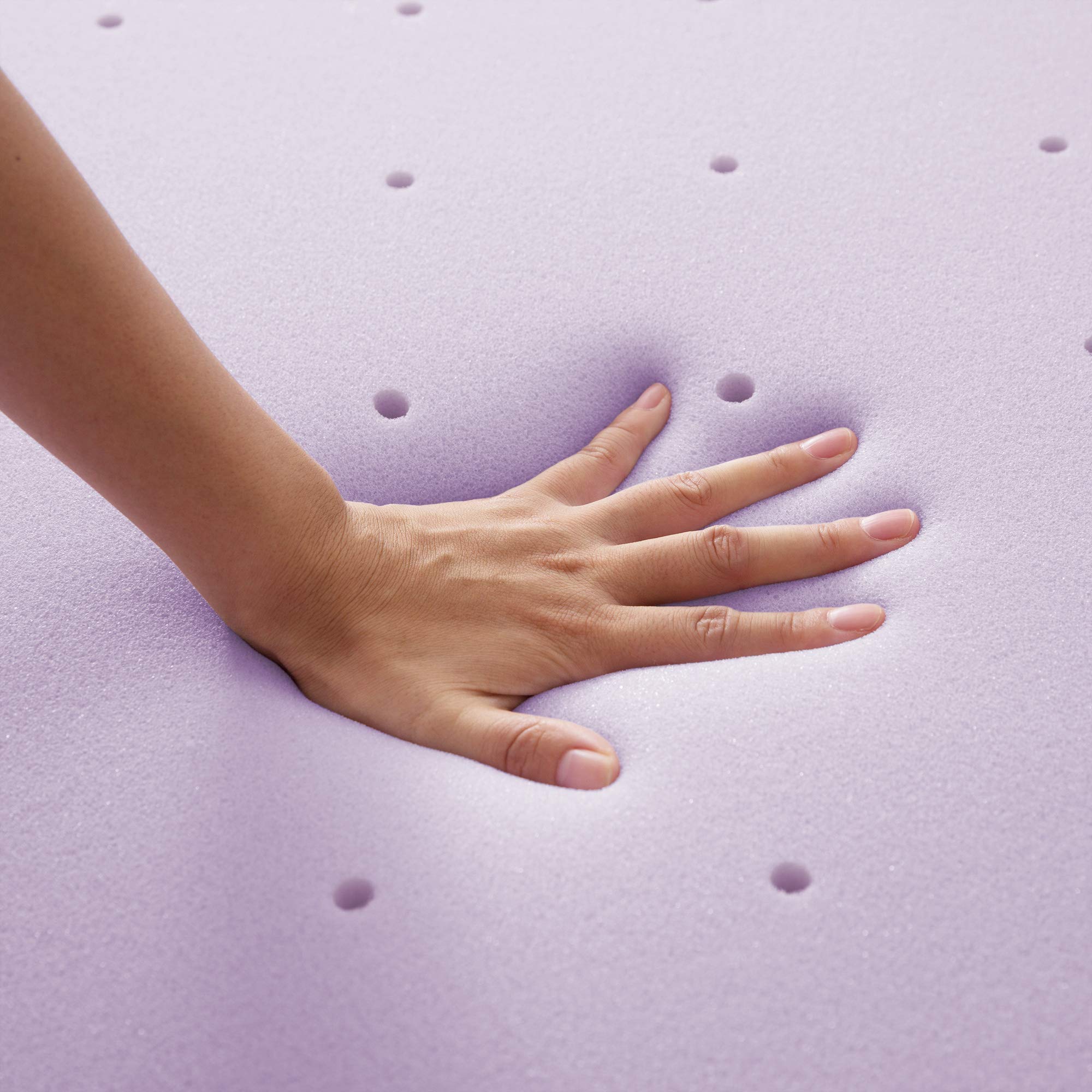 Mellow 2 Inch Ventilated Memory Foam Mattress Topper, Soothing Lavender Infusion, CertiPUR-US Certified, Short Queen
