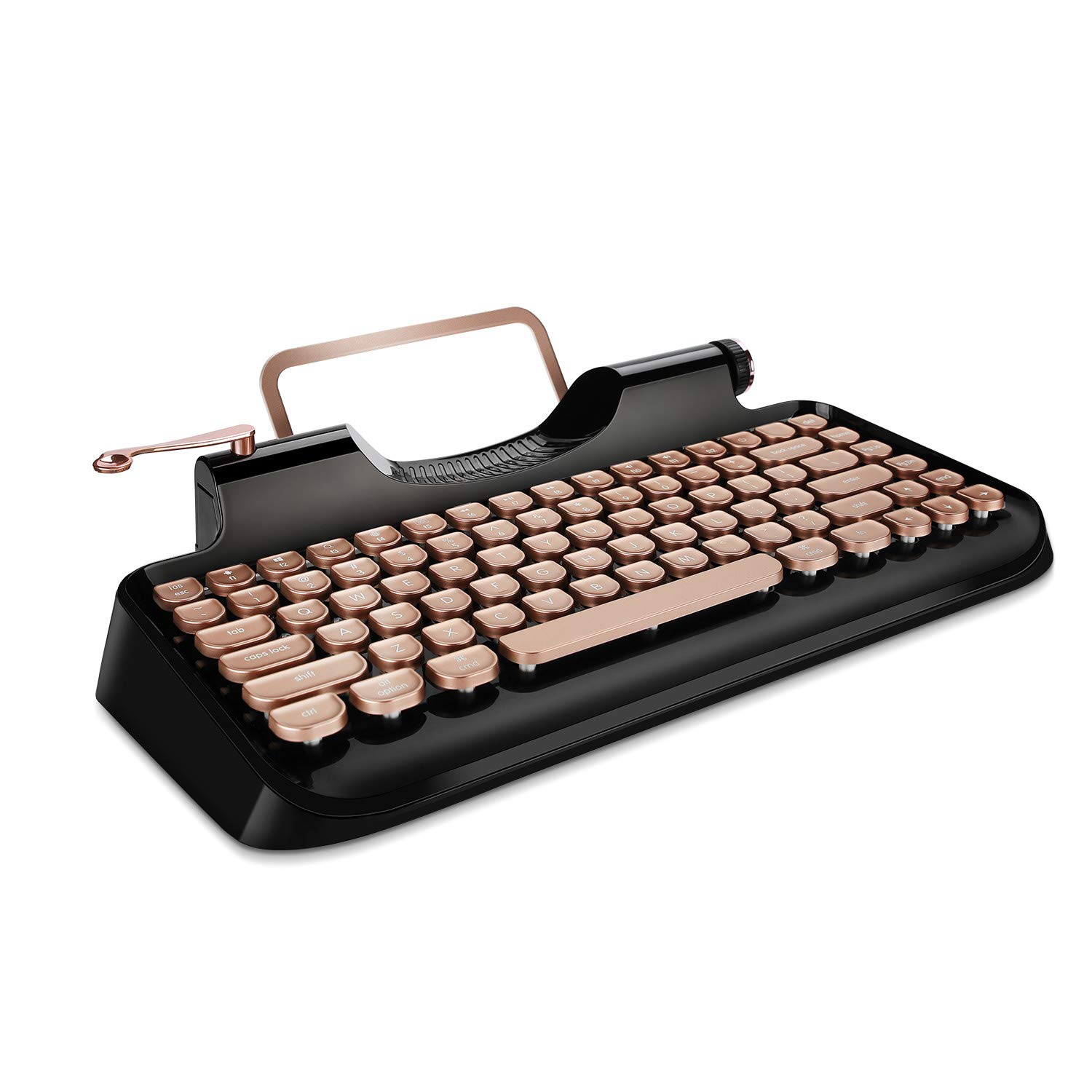 KNEWKEY RYMEK Typewriter Style Mechanical Wired & Wireless Keyboard with Tablet Stand, Bluetooth Connection(Black)