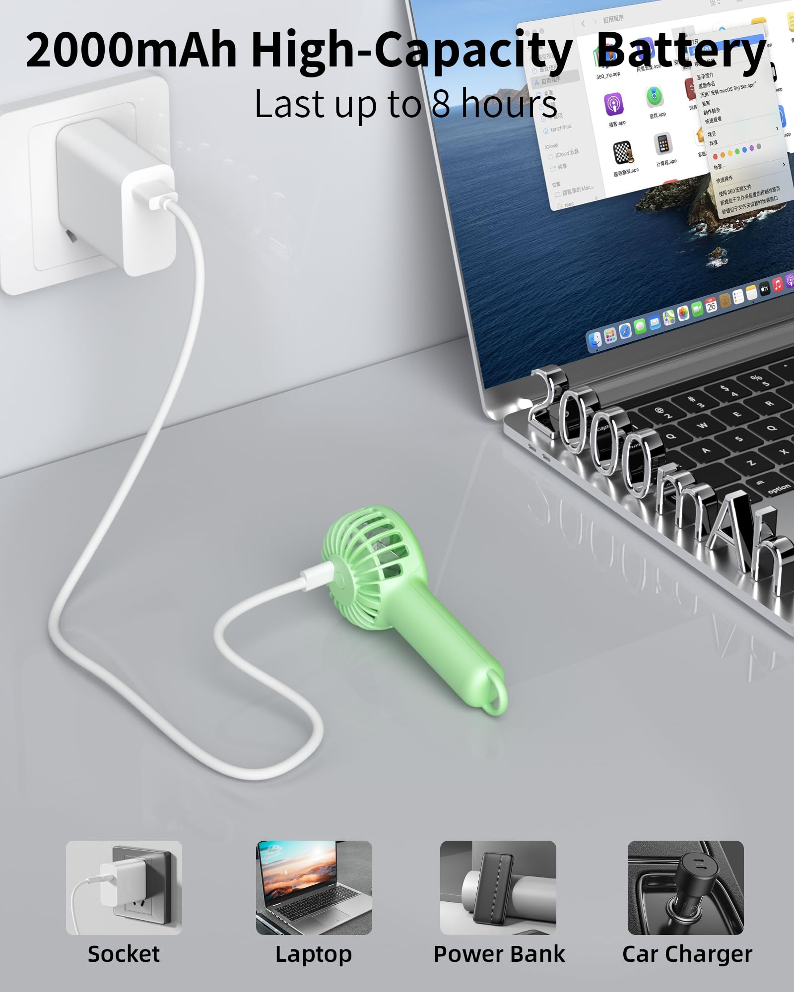 Nhpoi Mini Fan, Mini Handheld Fan, Small Cute Design Portable Fan with 3 Powerful Wind Speed, Battery Operated, USB Rechargeable, 9 Hours Long Working Time, Pocket Size for Travel