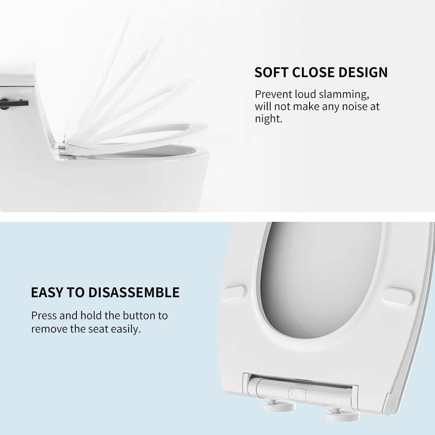 LEIVI Heated Toilet Seat with Built-in Side Control, Lid and Seat Soft Close, Auto Night Light, Easy Installation, Elongated