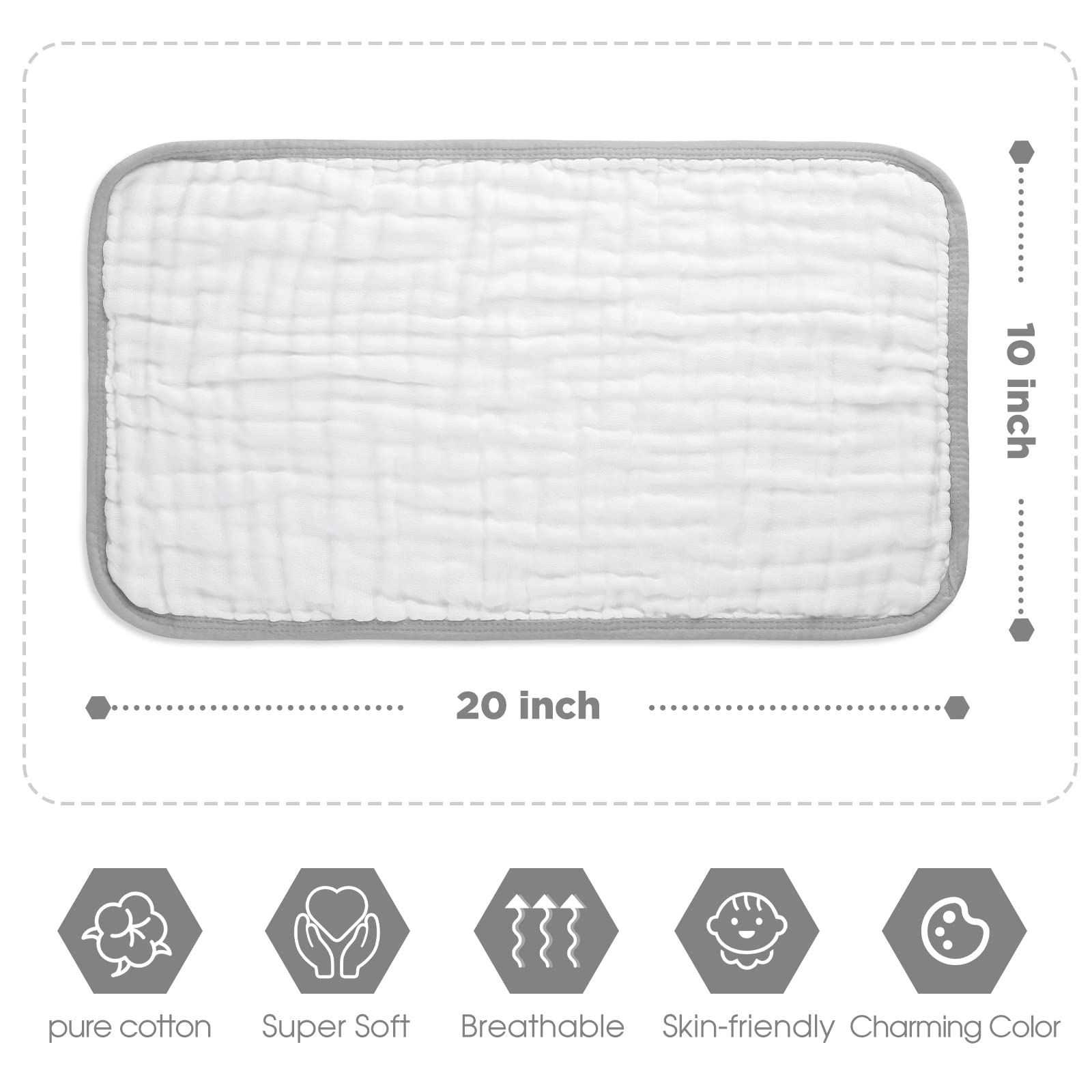 MUKIN Baby Burp Cloths Sets for Unisex Newborn Burping Clothes 6 Pack Bibs Rags for Boys and Girls (Blue)