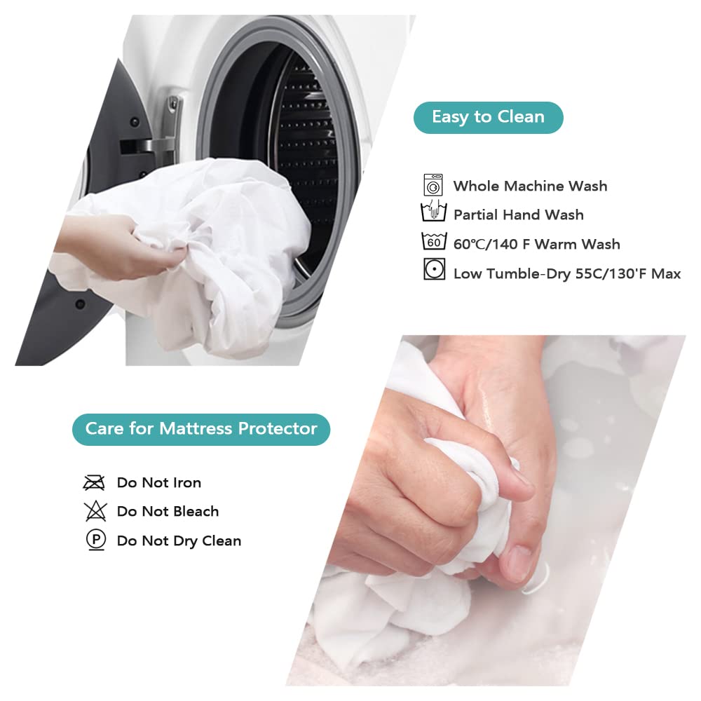 Nicesure Crib Fitted Sheets Waterproof Mattress Protector 12'' Deep Bottom Sheets Mattress Pad Cover Noiseless Soft Breathable Washable Mattress Topper for Kids Pets Adults, 28'' x 52'', White
