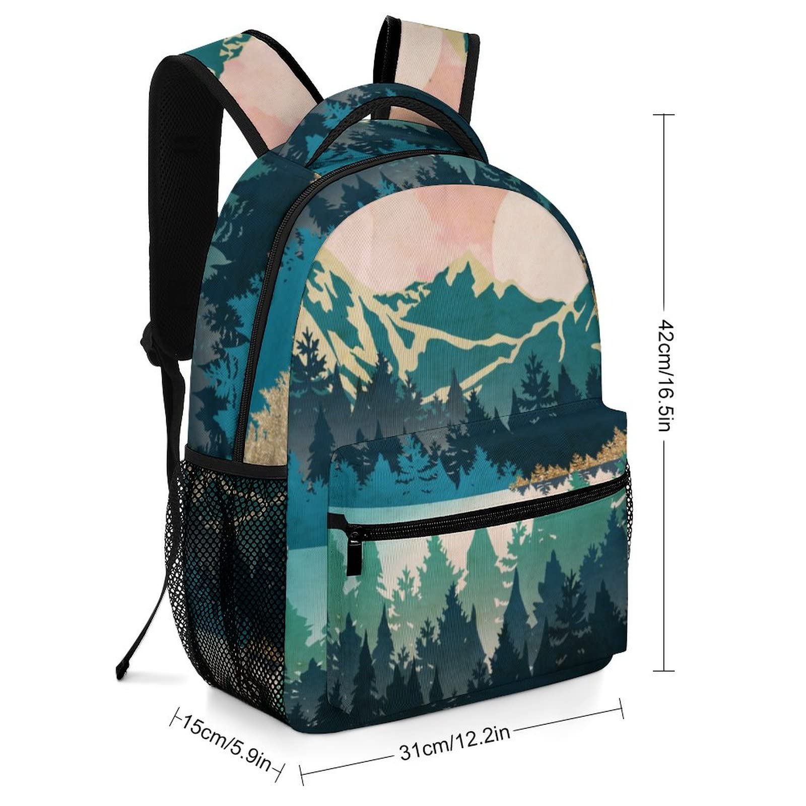 Kids Backpack for School, Nature Tapestries Mountain Pattern Students Bookbags School Bags Girls Boys