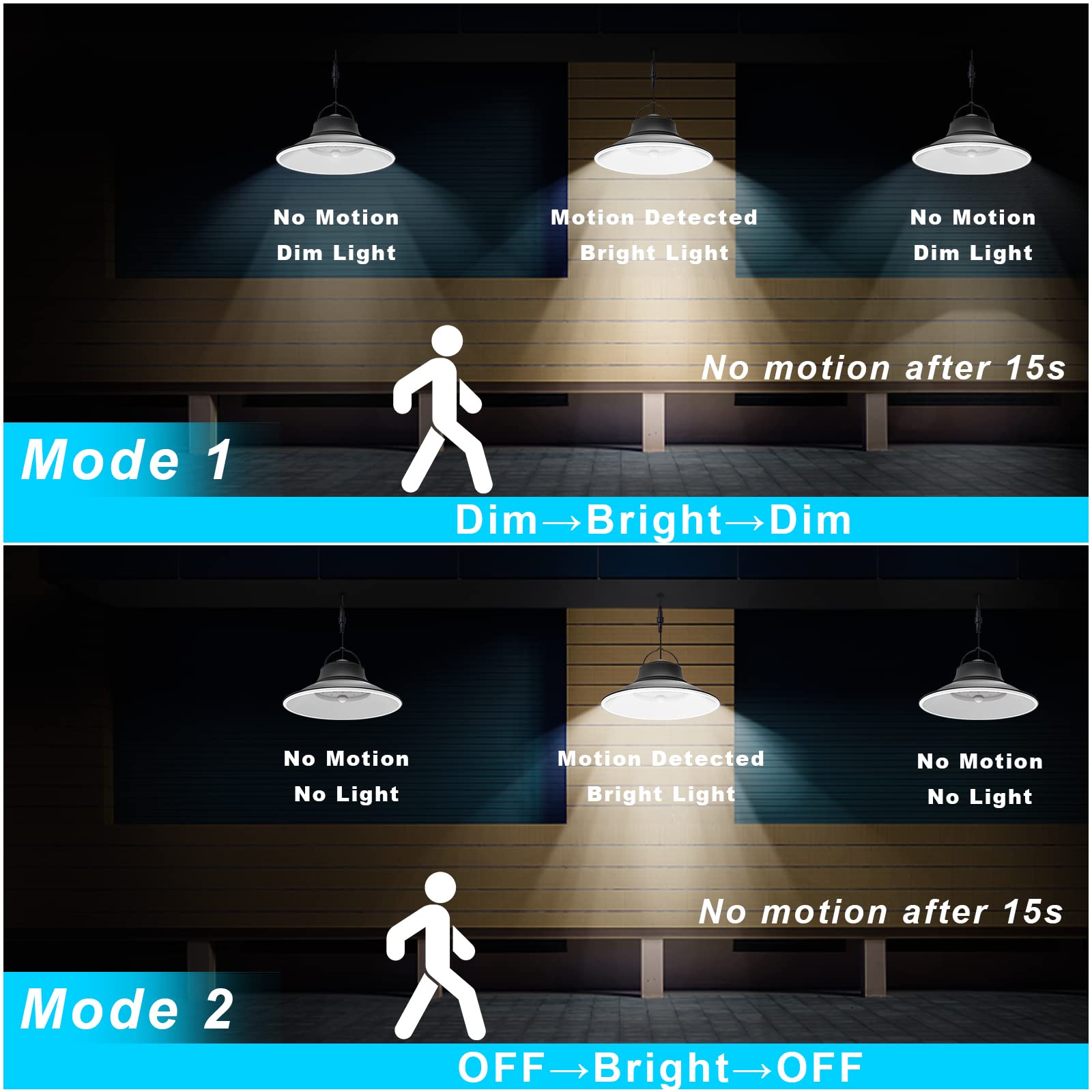 NIORSUN Solar Pendant Light, Upgraded Motion Sensor Light Outdoor Solar Lights Indoor Dimmable with Remote 3000K/4500K/6000K, 2x16.4ft Cable IP65 Waterproof for Shed, Barn, Gazebo, Patio(2 Pack)
