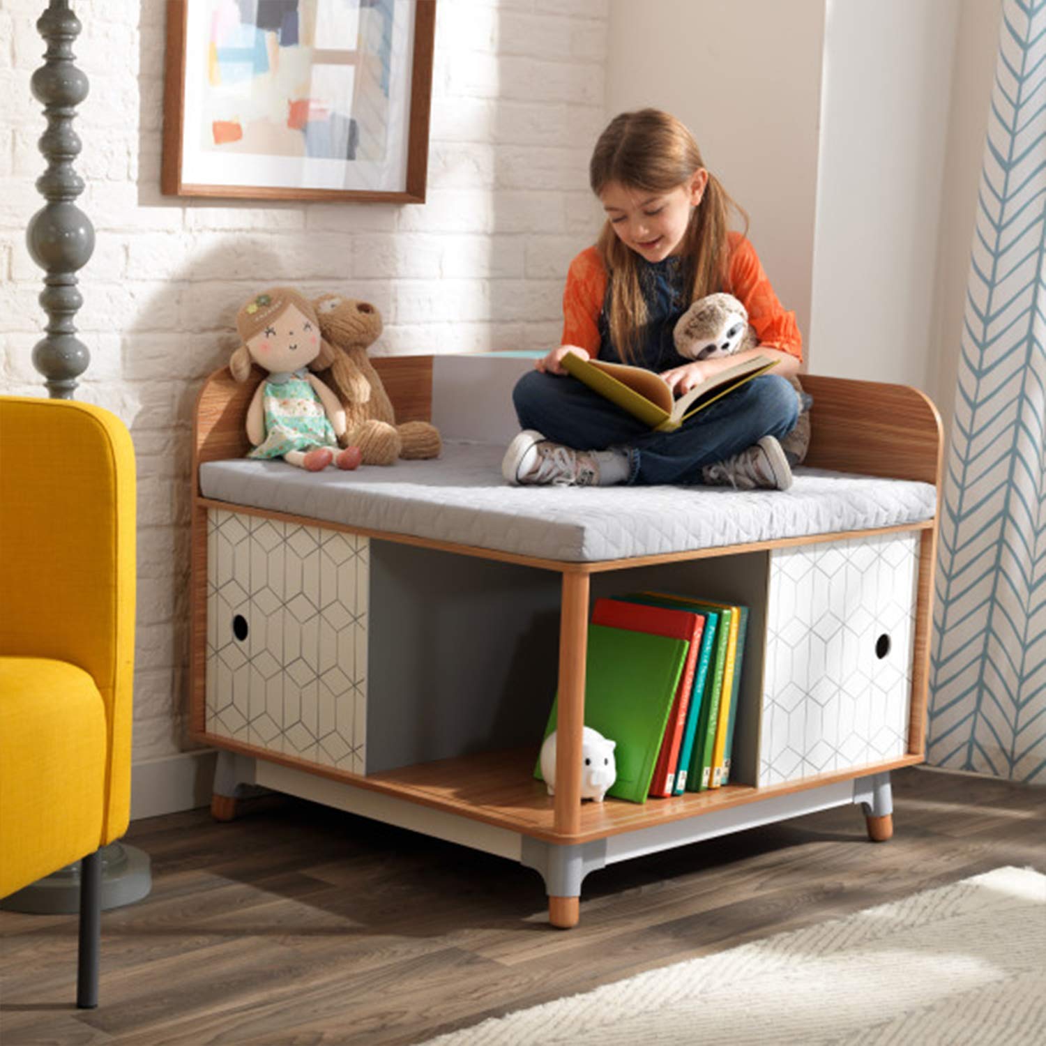 KidKraft Mid-Century Kid™ Wooden Corner Reading Nook, Gift for Ages 3-8