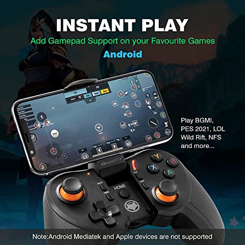 Nise Amkette Evo Gamepad Pro 4 for Android | Instant Play | Bluetooth 4.0 | Extendable Smartphone Clamp | Works with COD, Mobile Legends, BGMI, LOLWR and Many More | (Iphone and Mediatek Devices not Supported) (Black)