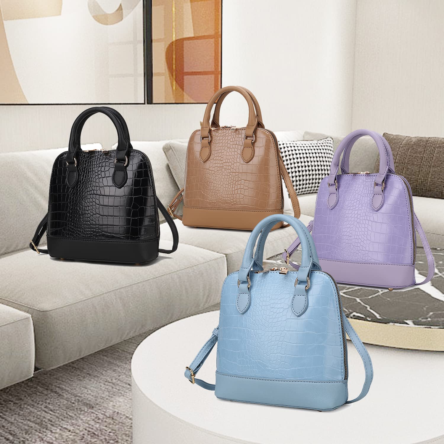 MKF Collection Shoulder Bag for Women, Vegan Leather Top Handle Handbag Crossbody Purse