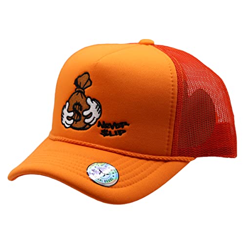 MU:KA: Foam Front Rope Trucker Hats Women Men Streetwear Trucker Hat Mesh Back Baseball Cap Adjustable Snapback (Money Bag (Orange))