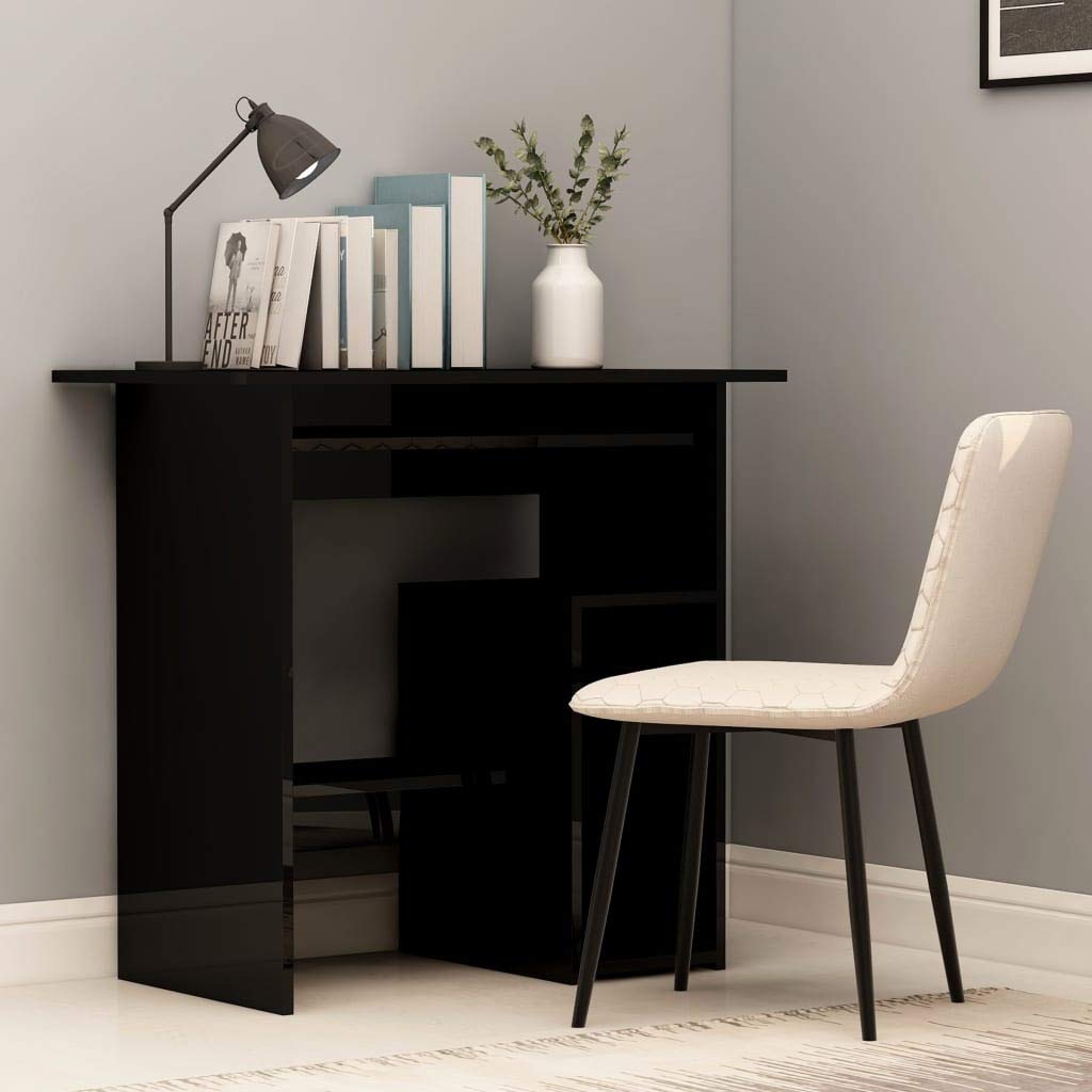 Home Computer Desk with Keyboard Tray,Efficient Home Laptop Notebook Computer Desk,Student Wooden Gaming Desk Home Desktop Study Table with Shelves,for Small Space, Bedroom.High Gloss Black