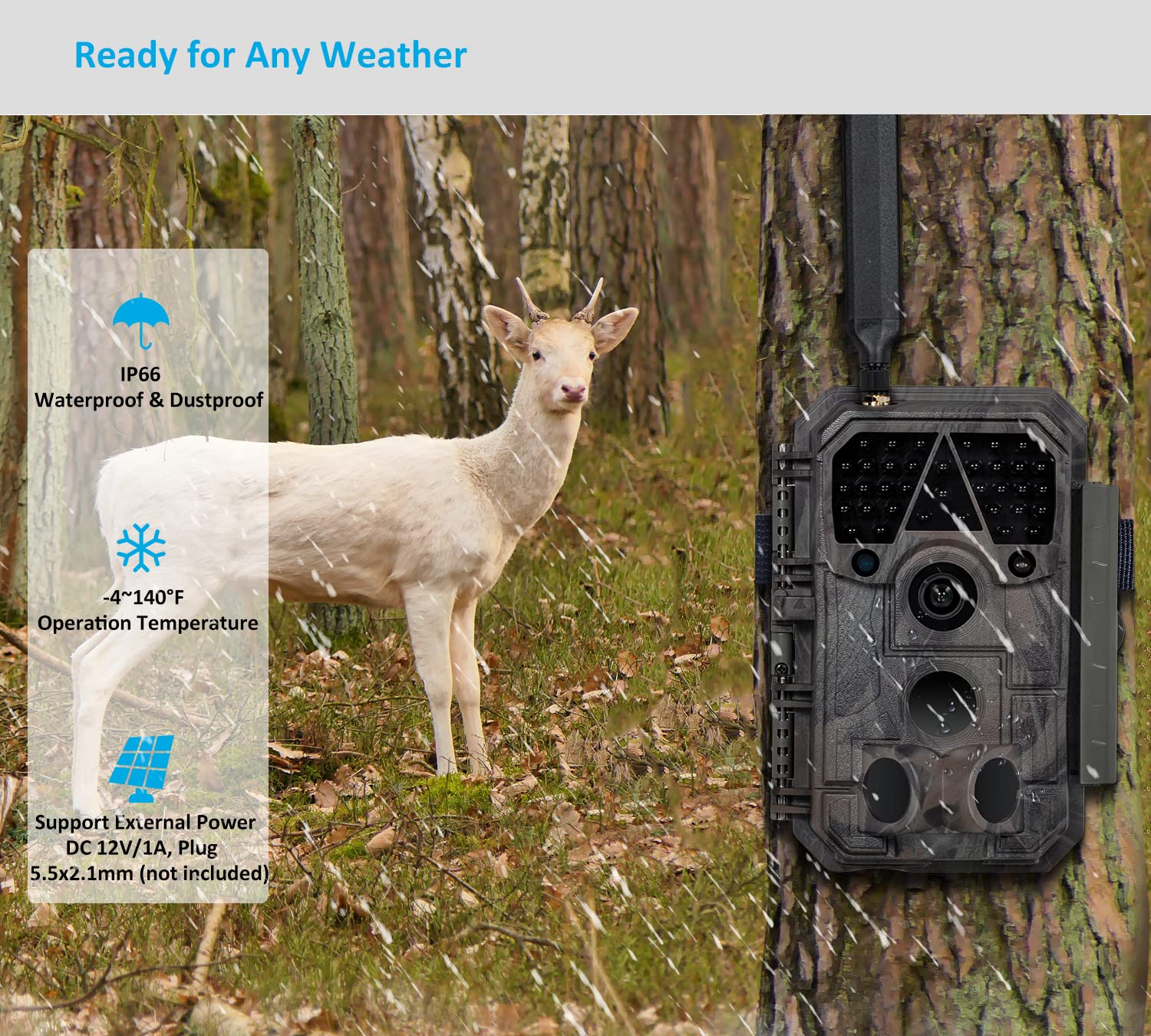 Meidase S900 Cellular Trail Camera, 4G LTE Game Camera, 32MP 1296p, 100ft No Glow Night Vision, Send Pictures to Your Cell Phone, Outdoor Wireless Security Camera