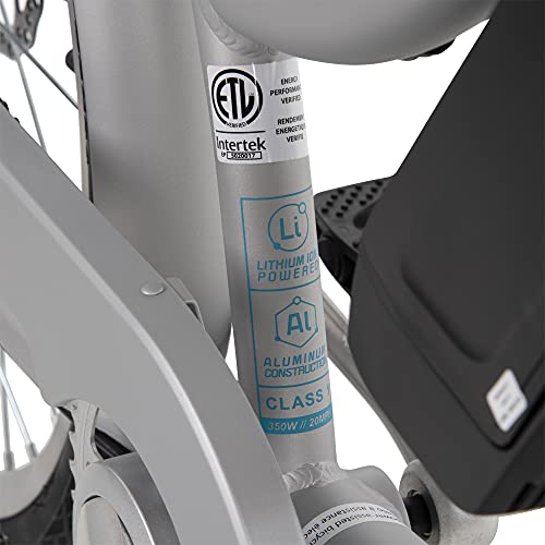 Huffy E4870 Everett + Women’s 27.5” Pedal-Assist Electric Comfort Bike – 36V, 350W, Silver