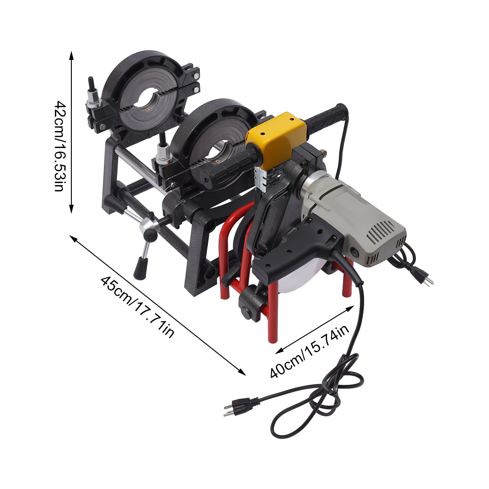 Pipe Butt Fusion Welder 2 Clamps 2.48-7.87'' Hand-Push Pipe Welder Pipe Welder Tube Butt Fusion Machine Hot Melt Solder for PE PP PB PVDF HDPE PVC (63-200)