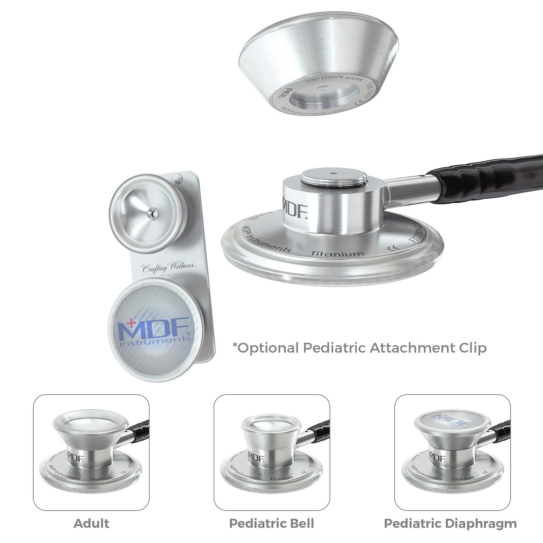 MDF Instruments Pediatric Attachment with Clip - for MD ONE Epoch Titanium Stethoscope - Silver