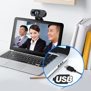 Riiai 2022 flu HD 1080P 2MP Webcam with Built-in Noise Cancelling Microphone for PC/Laptop 30 FPS Wide campatibility for Win 7/8/10 Skype YouTube Facebook Live