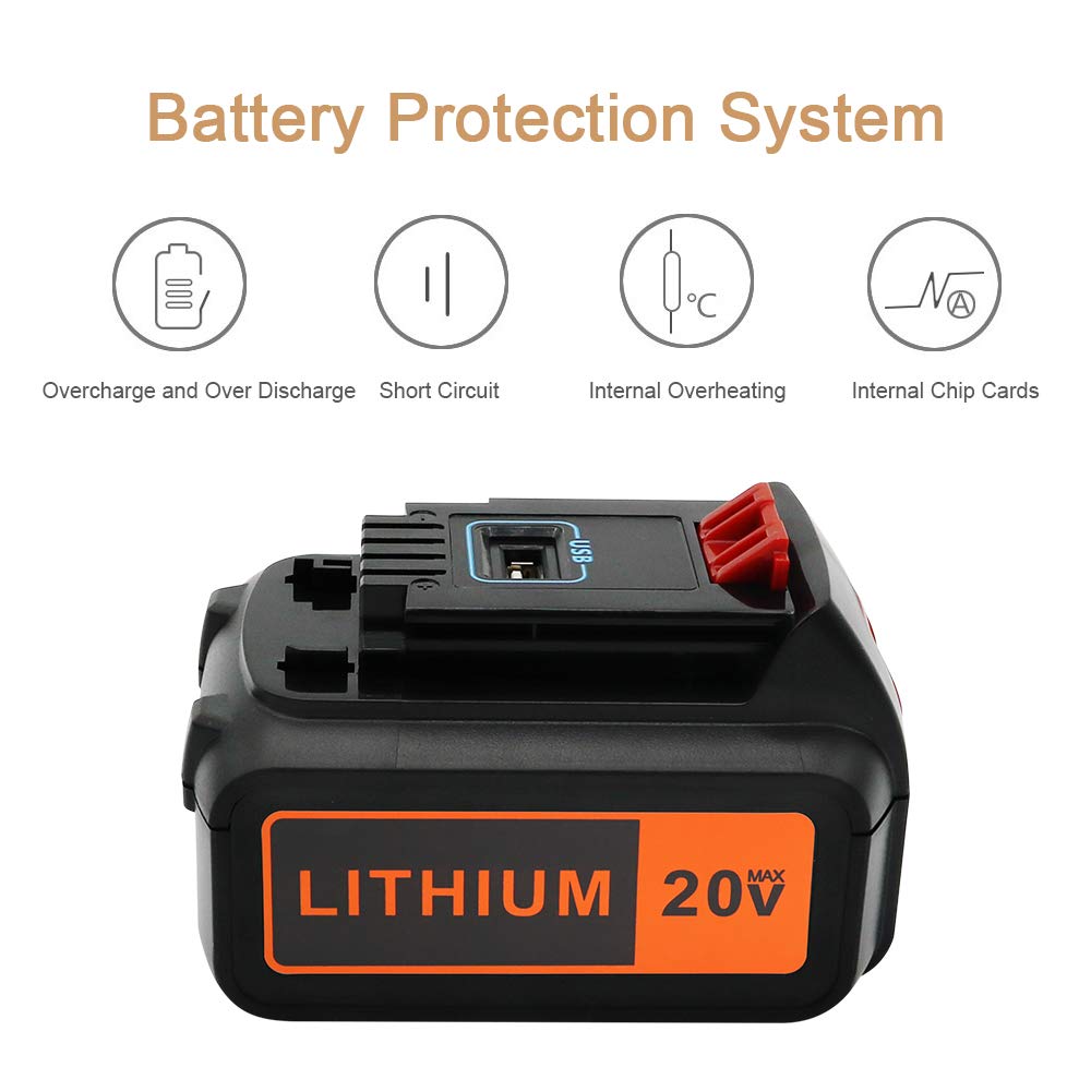 LBXR20 6.0Ah 20V MAX Replacement Lithium Battery Compatible with Black and Decker LBXR20 LB20 LBX20 LBXR2020-OPE LBXR20B-2 LB2X4020