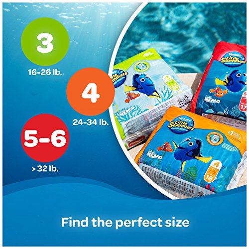 Huggies Little Swimmers Disposable Swim Diapers, Swimpants, Size 4 Medium (24-34 Pound), 18 Count, with Huggies Wipes Clutch 'N' Clean Bonus Pack (Packaging May Vary)