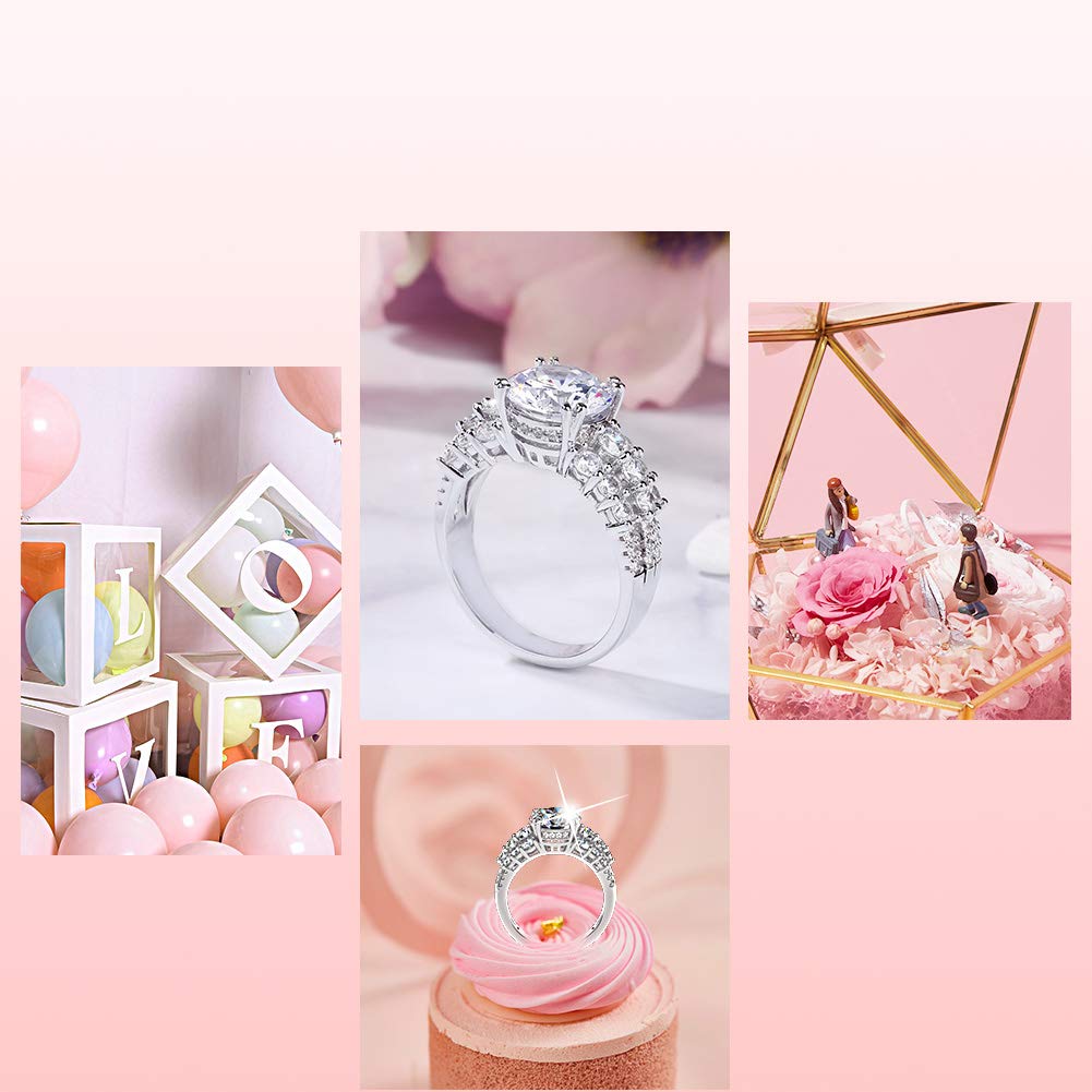 Jeulia Wedding Rings Engagement Rings for Women Anniversary Promise Ring Bridal Sets 925 Sterling Silver with 4.75 ct Primary Stone+2.59 ct Side Stone (7.5(U.S))