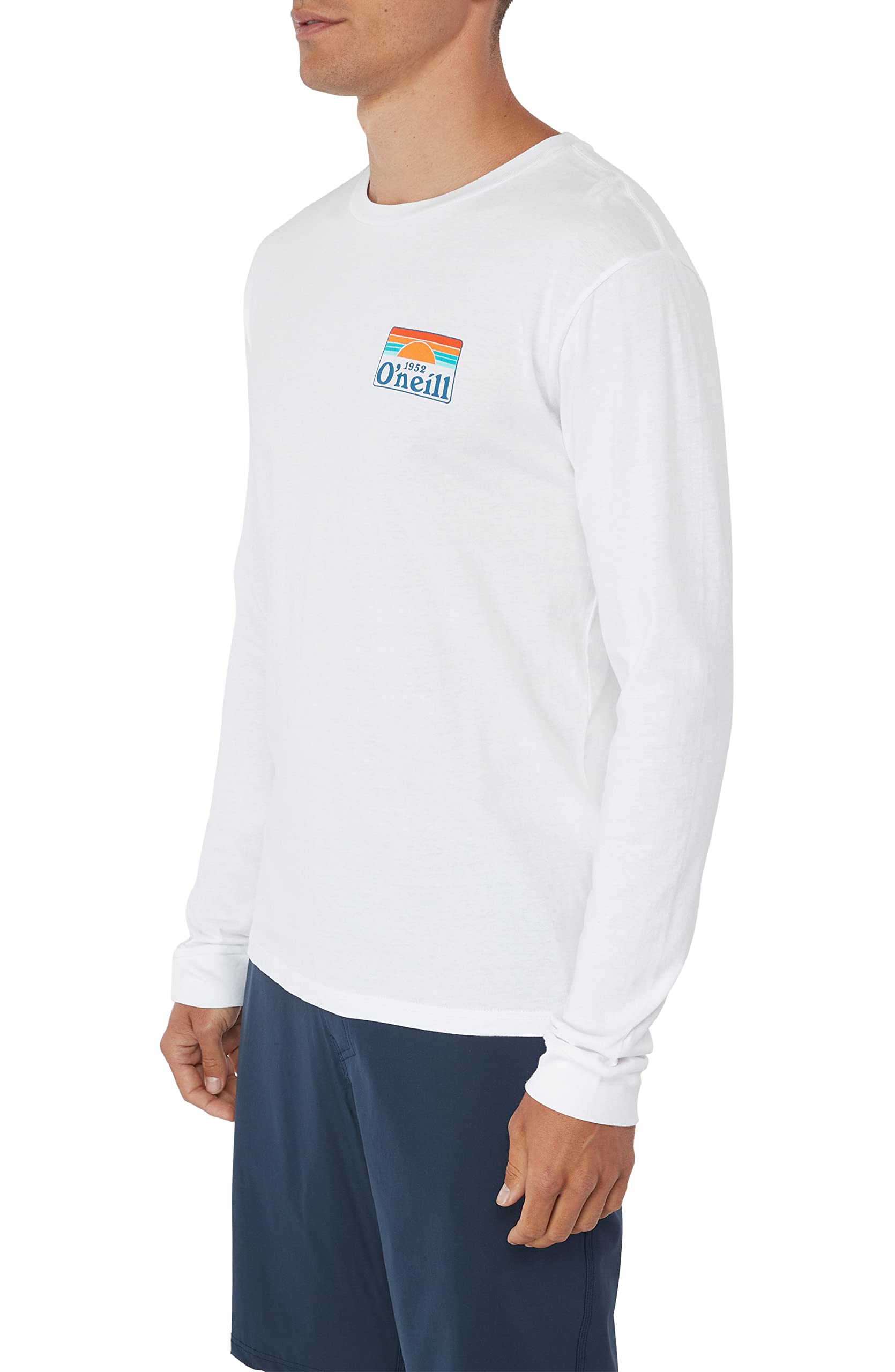 Mens Sun Down Graphic Long Sleeve T-Shirt, White 2, M