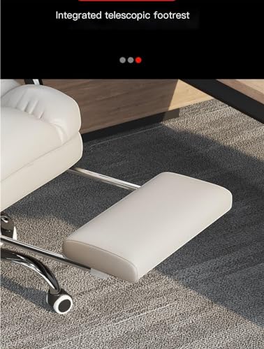 Home Office Desk Chairs, Swivel Chair Leather Comfortable Latex Cushion Ergonomic Business Computer Office Gaming Lift Swivel Chair (Color : White)