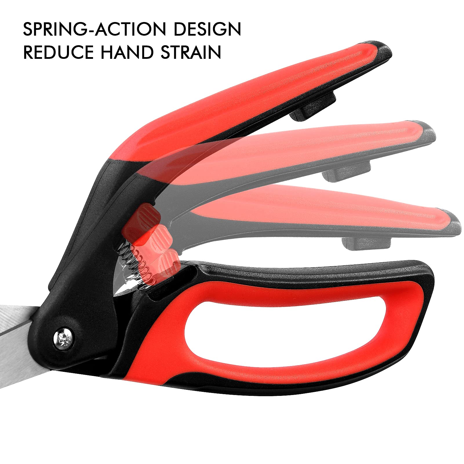 LIVINGO 10" Spring Action Fabric Scissors, Professional Sewing Scissors for Tailor Dressmaker, Spring Loaded Heavy Duty Shears for Fabric Crafting with Comfort Handle, All Purpose (Red/Black)