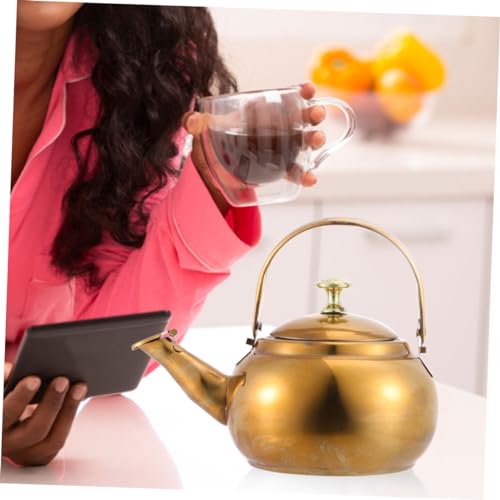UTHCLO 1pc Stainless Steel Exquisite Pot Coffee Espresso Stove Tea Pots Coffee Pot Retro Espresso Machine Tea Warmer Retro Coffee Machine Heat Water Kettle Water Boiling Container Golden