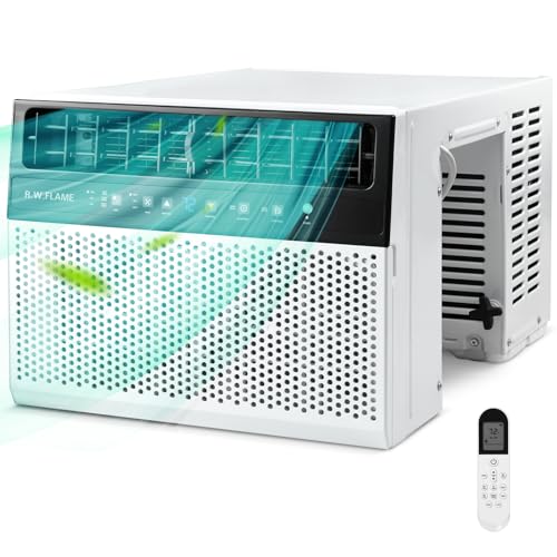 R.W.FLAME 10,000 BTU Window Air Conditioners, U-Shaped Air Conditioner Window Unit, Cools up to 450 Sq.ft, 6 Modes 24H Timer Energy-saving Window AC Units, Full Window View, White