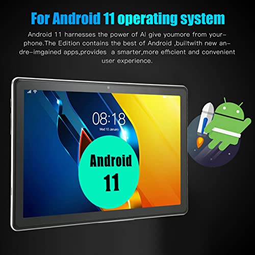 PUSOKEI 10 Inch Tablet PC for Android 11,1920x1200 IPS HD Display,6GB 128GB Storage,MT6711 10 Core CPU,Front 8MP Rear 20MP Camera,2.4G/5G Dual Band,8800mAh,BT5.0,GPS(White)