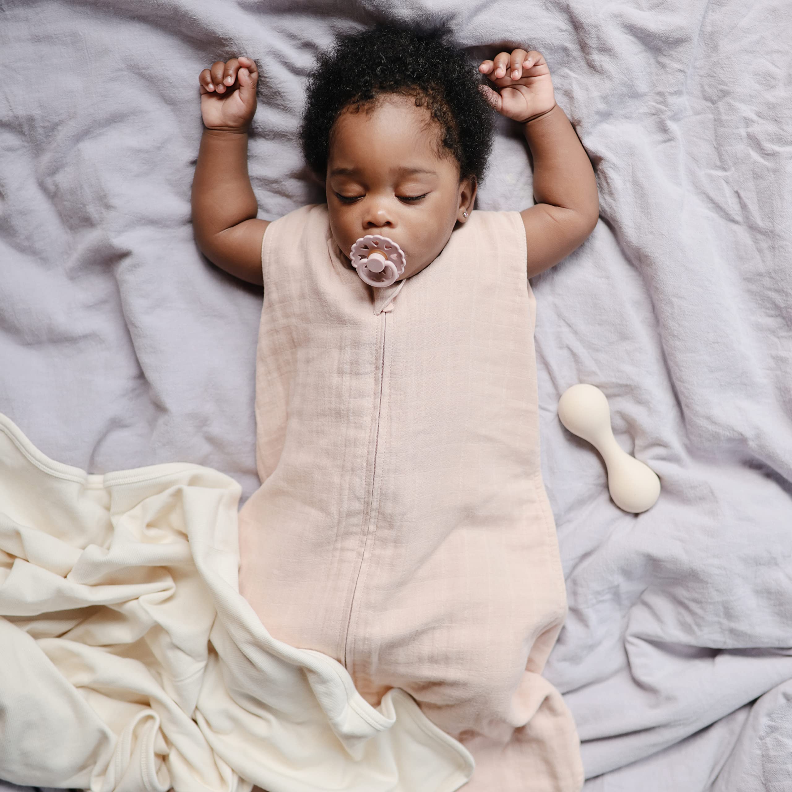 mushie Baby Wearable Blanket | 100% Organic Cotton Muslin | Sleeping Bag for Infants (Blush)