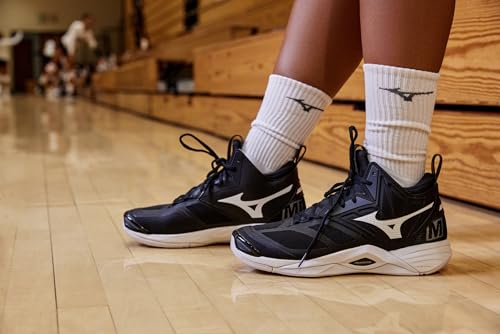 Mizuno Unisex Adult 2 Wave Momentum Mid Volleyball Shoe 10, Black/White, 11.5 Women/10 Men US