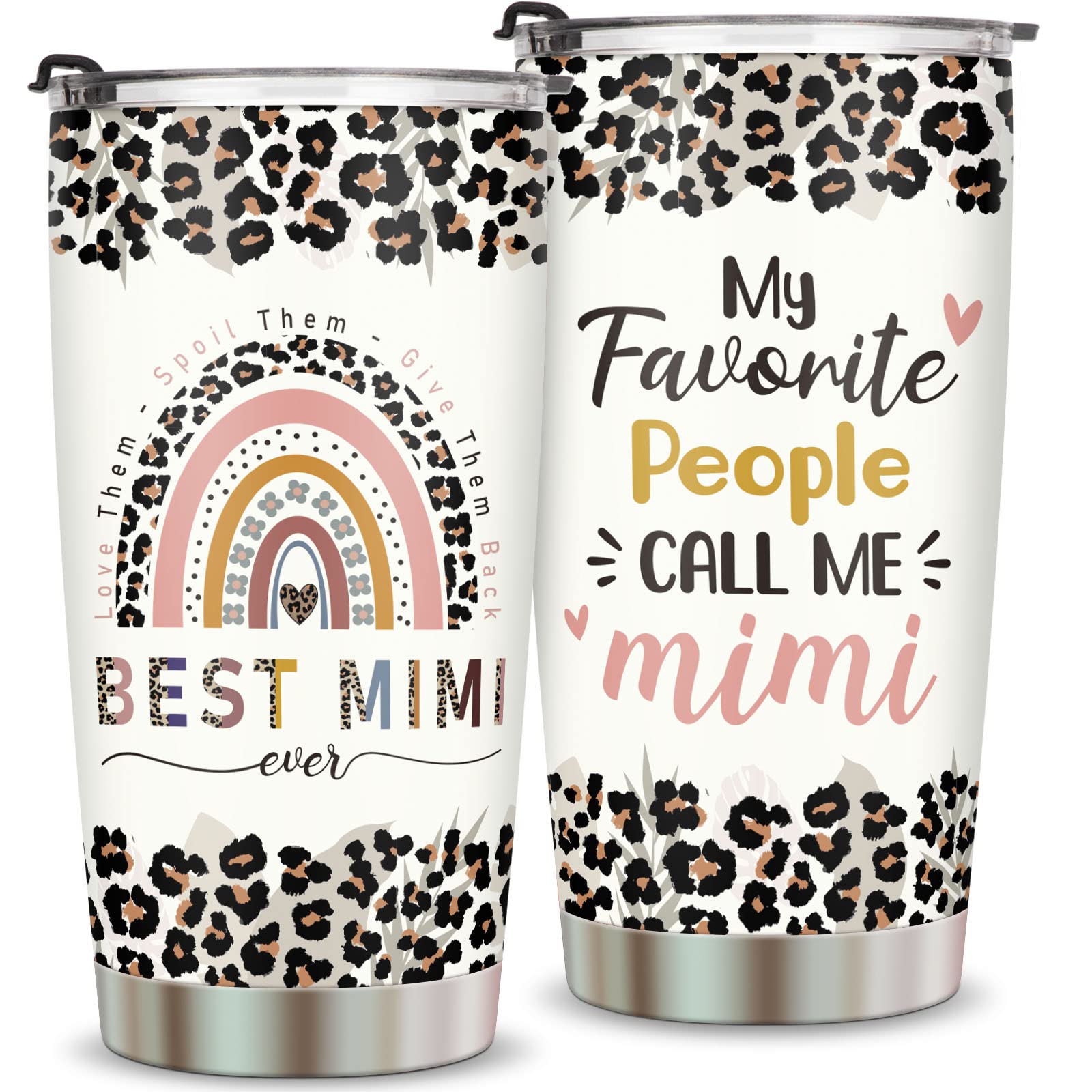 Mimi Gifts-Grandma Gifts from Granddaughter Grandson,Best Mimi Ever Gift,Mothers Day Gifts,Birthday Gifts for Mimi Grandmother Gigi Nana-Stainless Steel Insulated Travel Mug-Grandma Tumbler 20oz