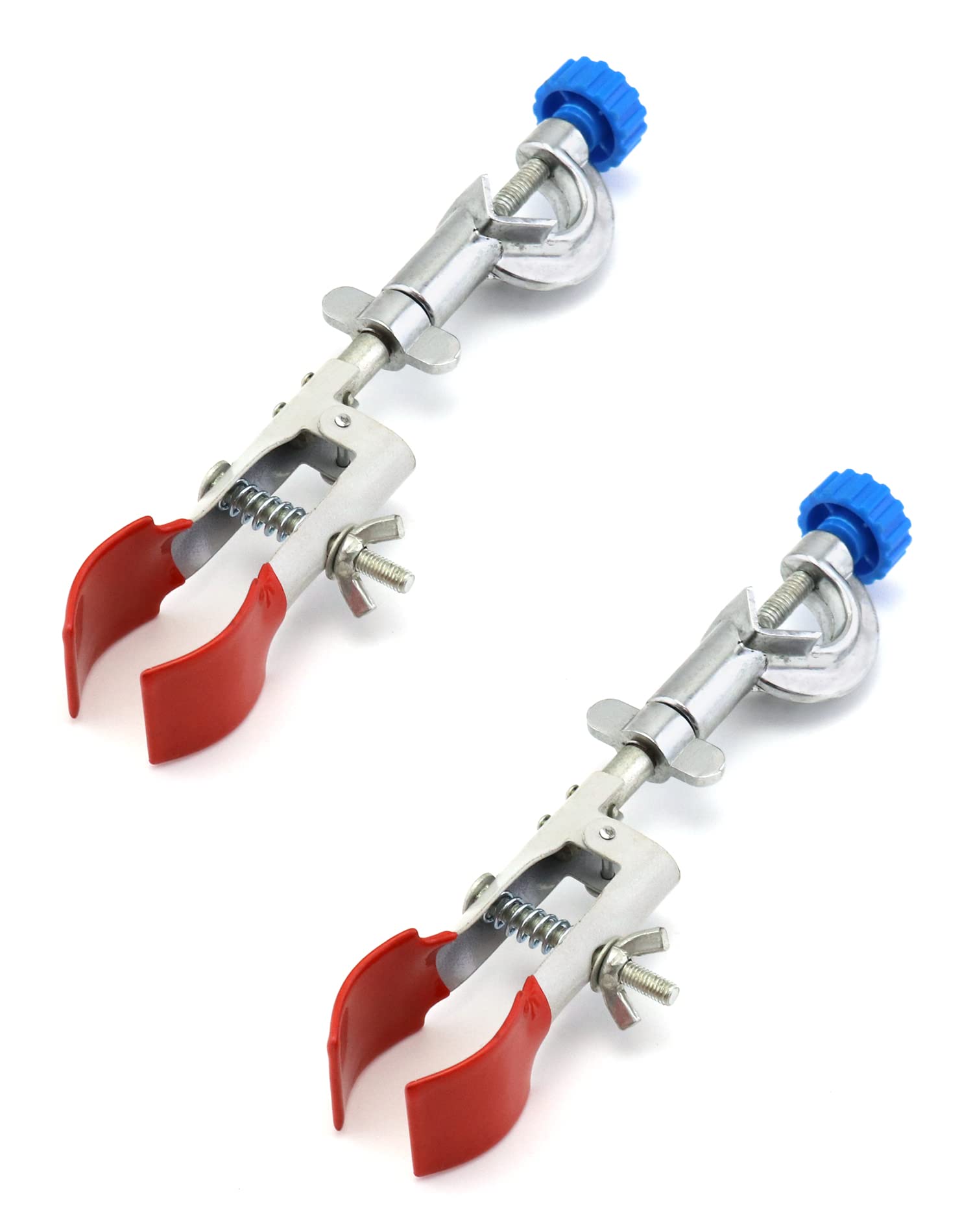 QWORK Lab Clamp, 2 Pack, Cork Lined Prongs, Burette, Flask, Beaker Clamp, Holds Objects up to 1.75" [45mm], Labs Universal Clamp (Rods up to 0.7" Diameter)