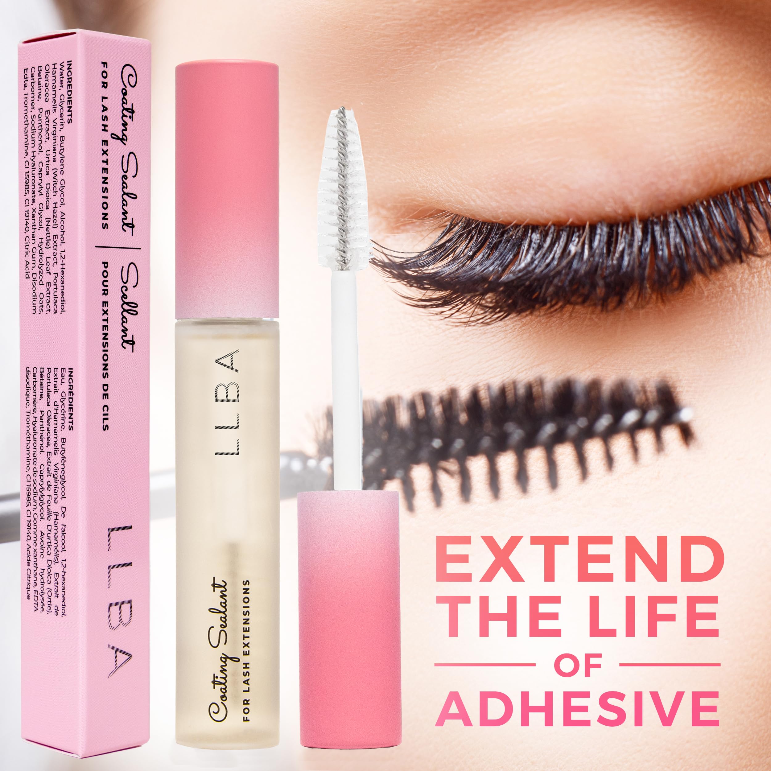 LLBA Professional Eyelash Coating Sealant 10ml - Protective Topcoat for Long-Lasting Eyelash Extensions | Keep Natural Lashes Healthy, Strong, Soft & Silky Lash Extensions