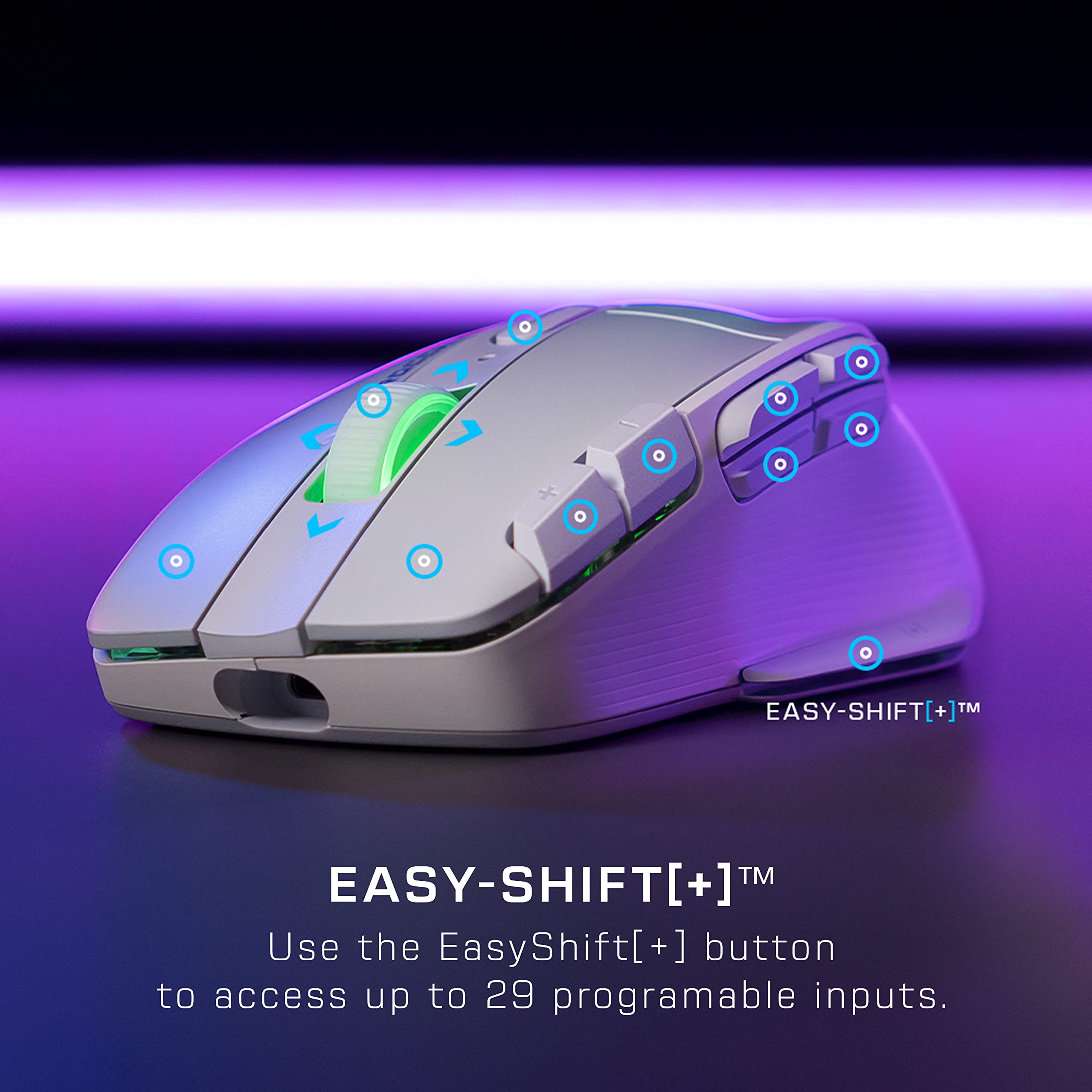ROCCAT Kone XP Air – Wireless Customizable Ergonomic RGB Gaming Mouse & AIMO RGB Lighting, 4D Wheel – White & Vulcan 122 Mechanical PC Tactile Gaming Keyboard, Titan Switch, White/Silver