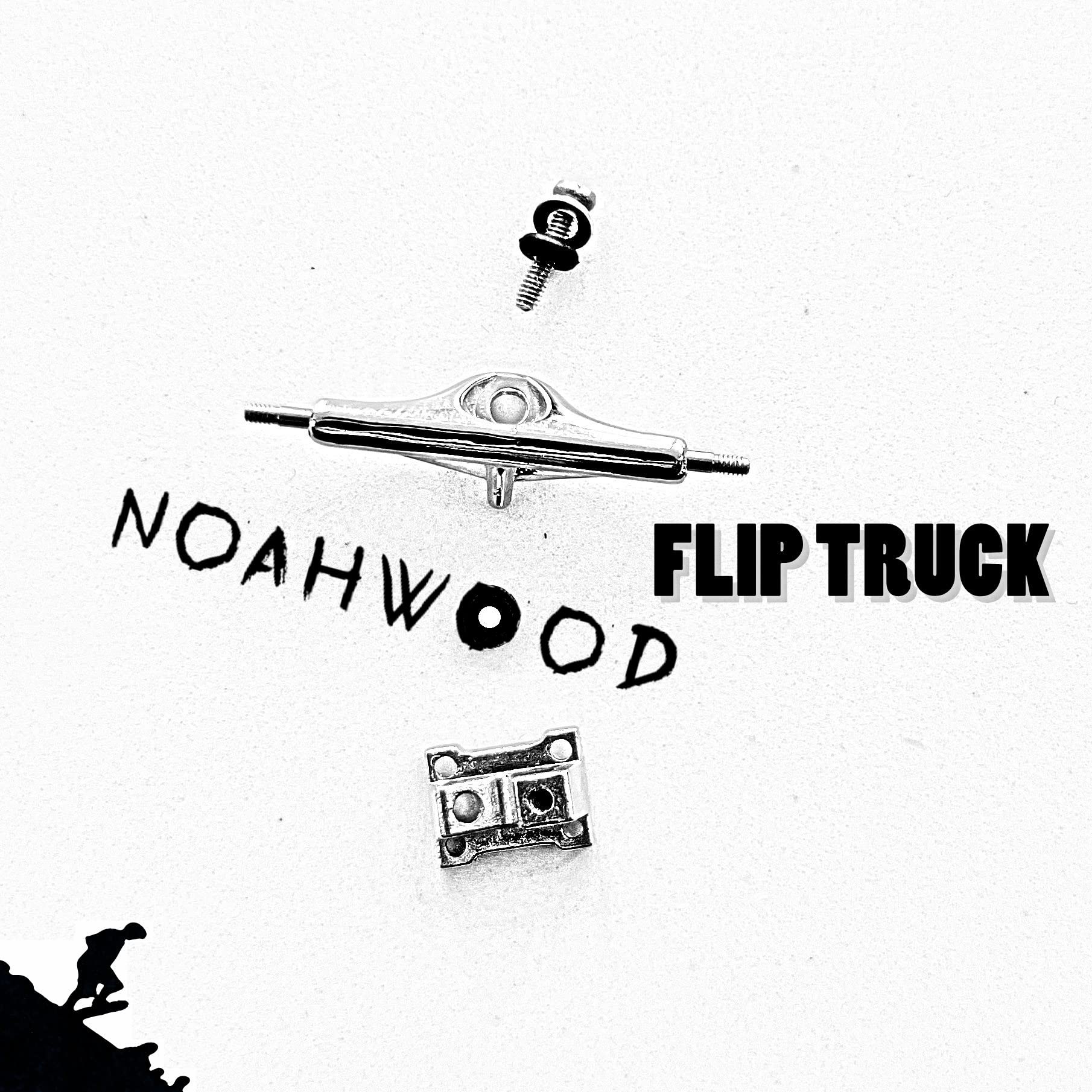 NOAHWOOD Fingerboards Parts Professional Prince III Flip Trucks (34mm) + Update Self-locking Nuts (Silver White)