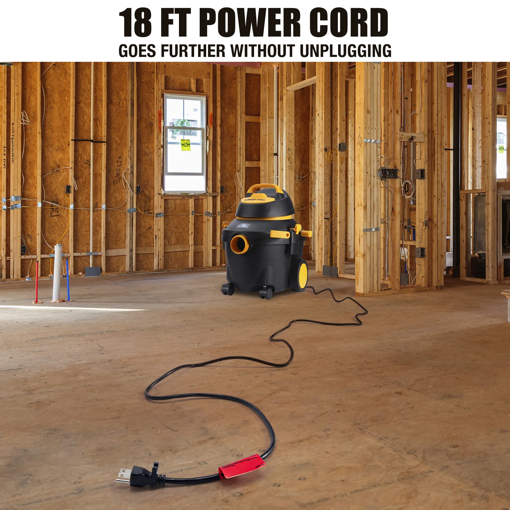 Shop-Vac 4 Gallon 5.5 Peak HP Wet/Dry Utility Vacuum with SVX2 Motor Technology, 3 in 1 Function Portable Shop Vacuum with Cart, Attachments, 5914000
