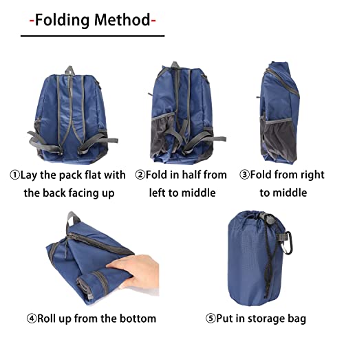 KEYDUACU Unisex foldable backpack portable backpack hiking travel backpack wear-resistant waterproof backpack outdoor sports backpack(blue)